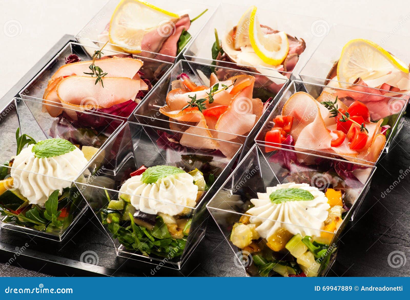 Cute Glass Containers Filled with Appetizers Stock Image - Image of ...