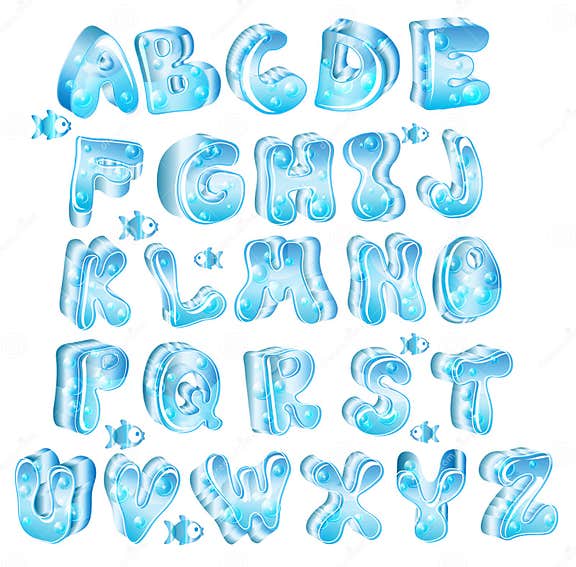 Cute glossy blue alphabet stock vector. Illustration of perspective ...