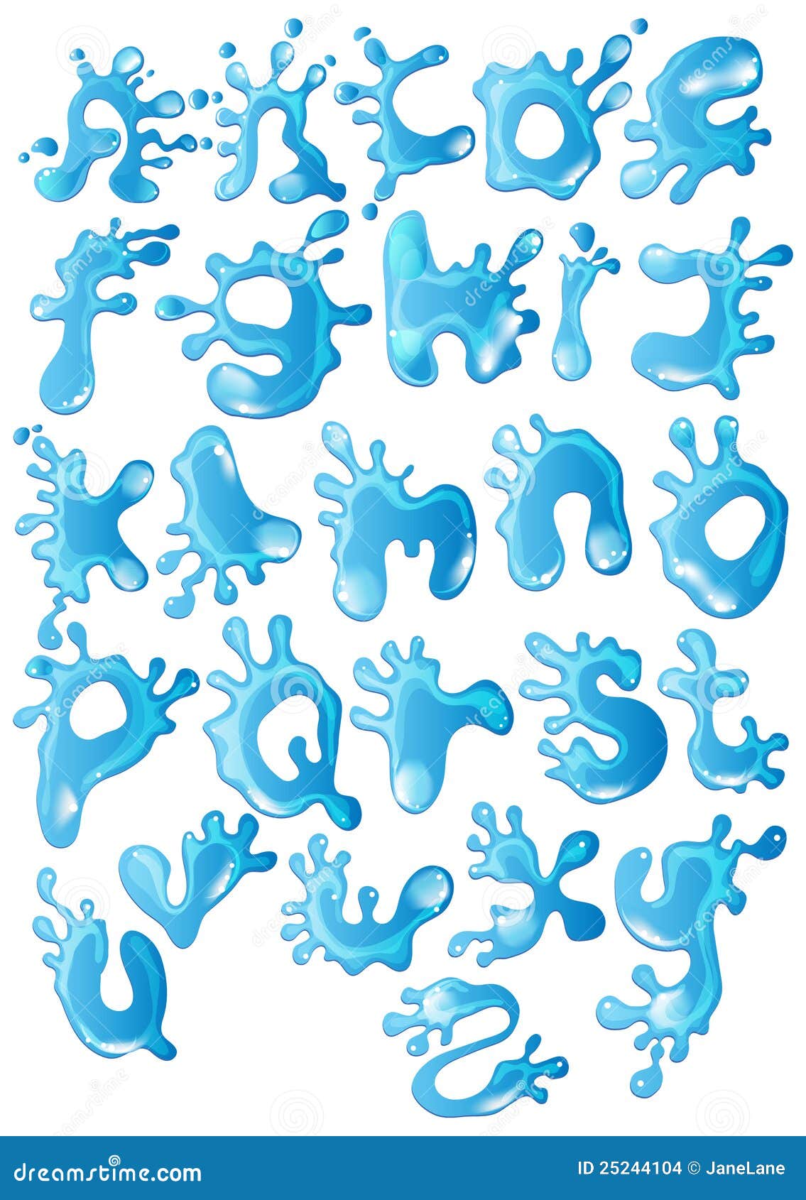 Water Alphabet. Water Letters Set. Royalty-Free Stock Photography ...