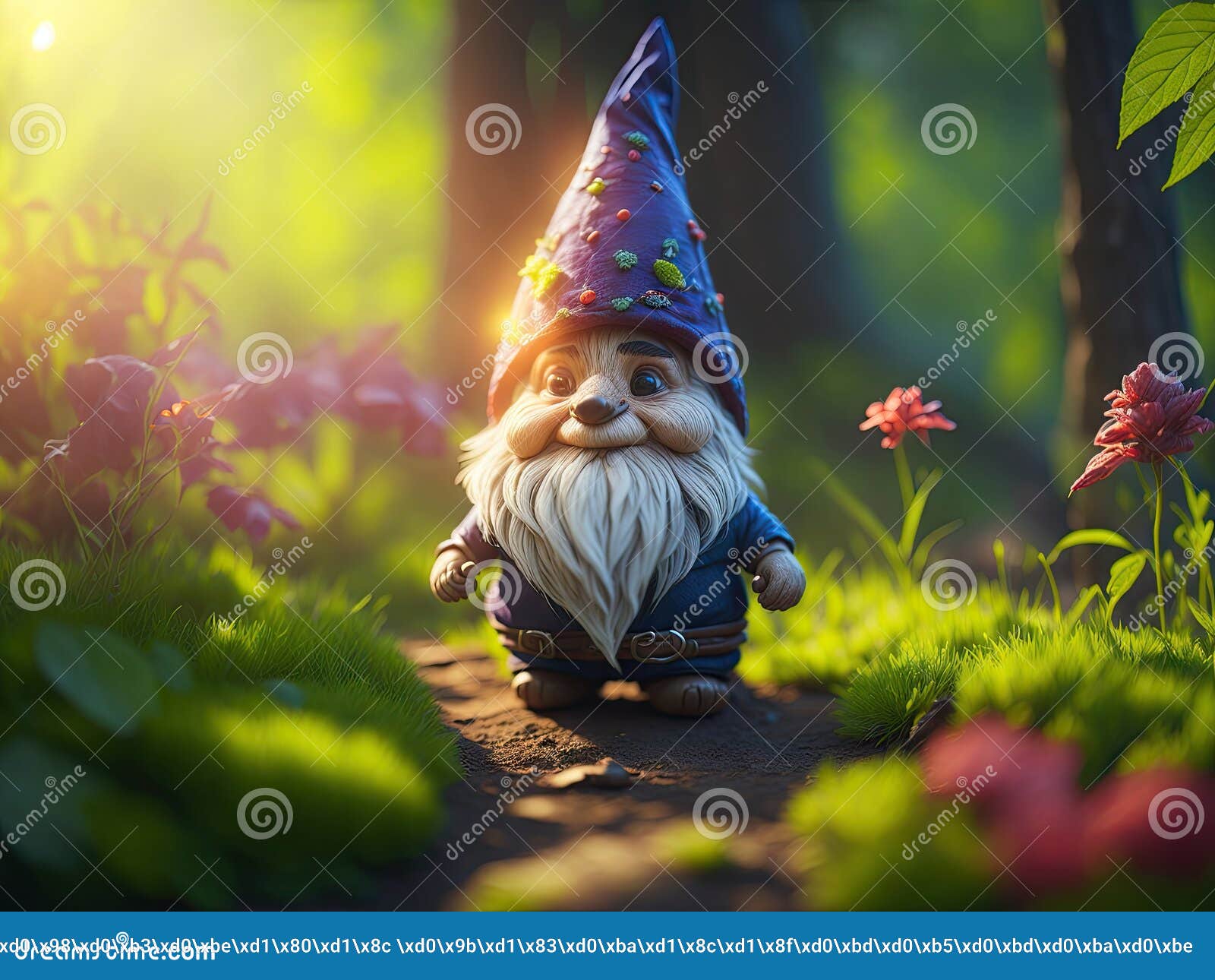 Cute Gnome in Spring Forest Concept. Ai Generative Stock Photo - Image ...