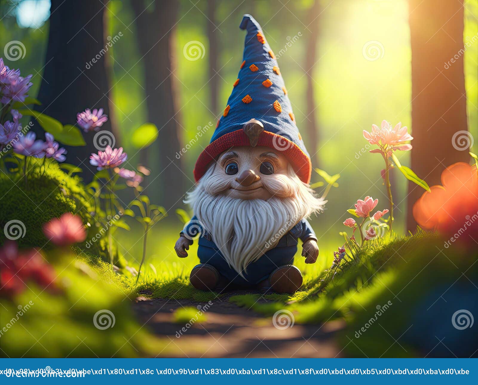 Cute Gnome in Spring Forest Concept. Ai Generative Stock Illustration ...