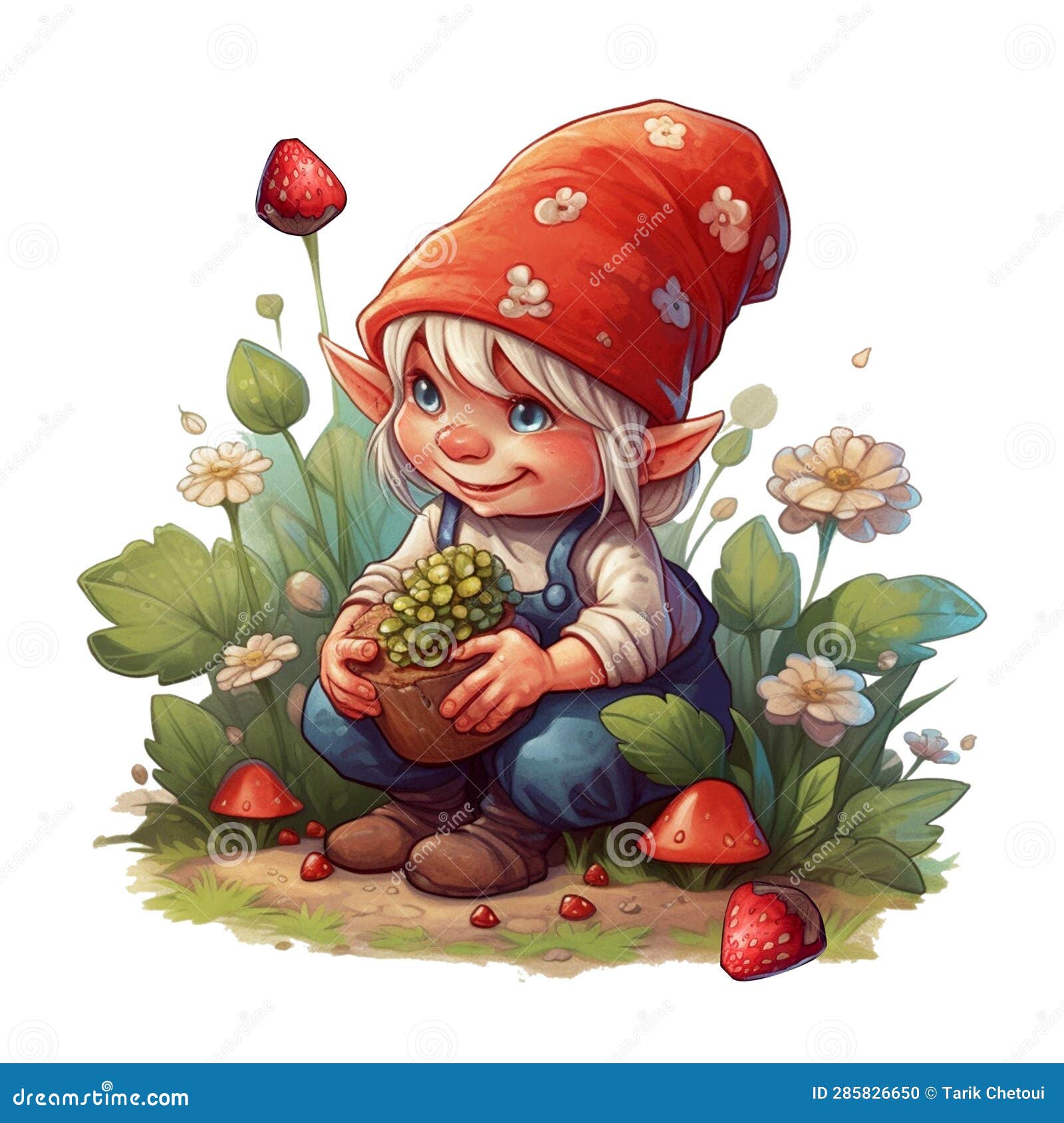 Cute Gnomes Cartoon Fairy Tale Dwarves In Different Clothes With Beards