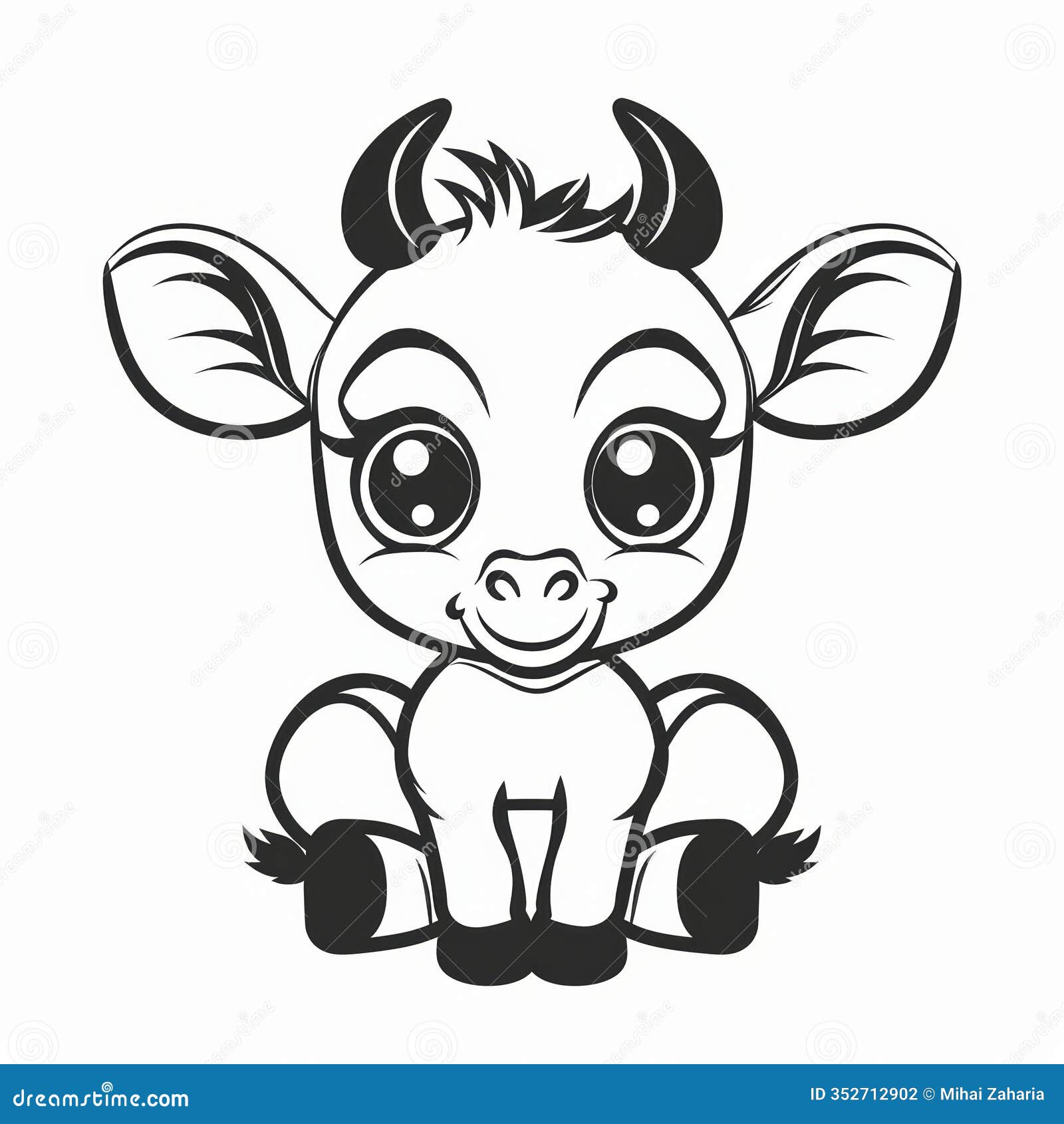 Cute Gnu Vector Logo Design with Playful Outline Style Stock ...