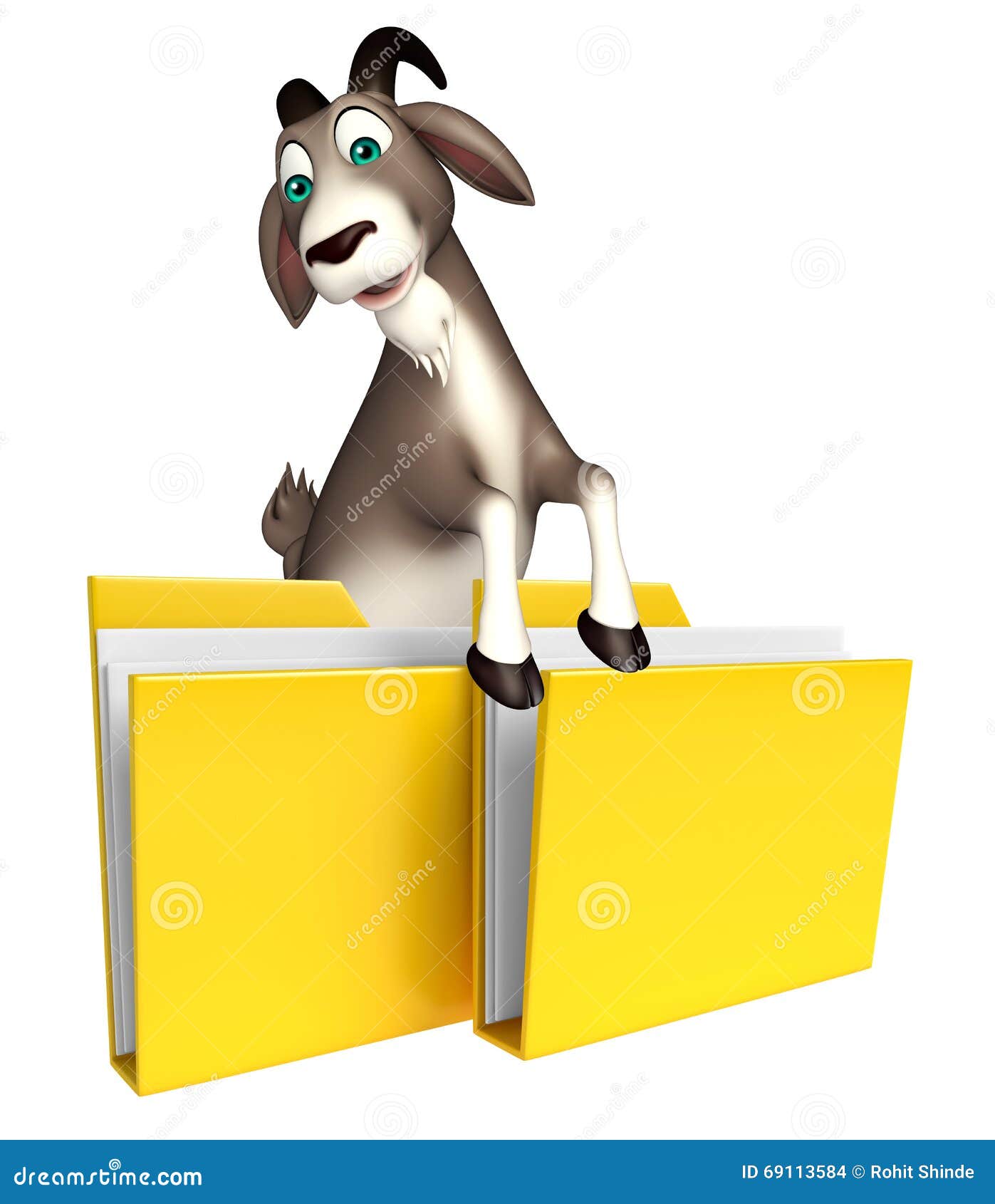 Cute Goat Cartoon Character with Folder Stock Illustration ...