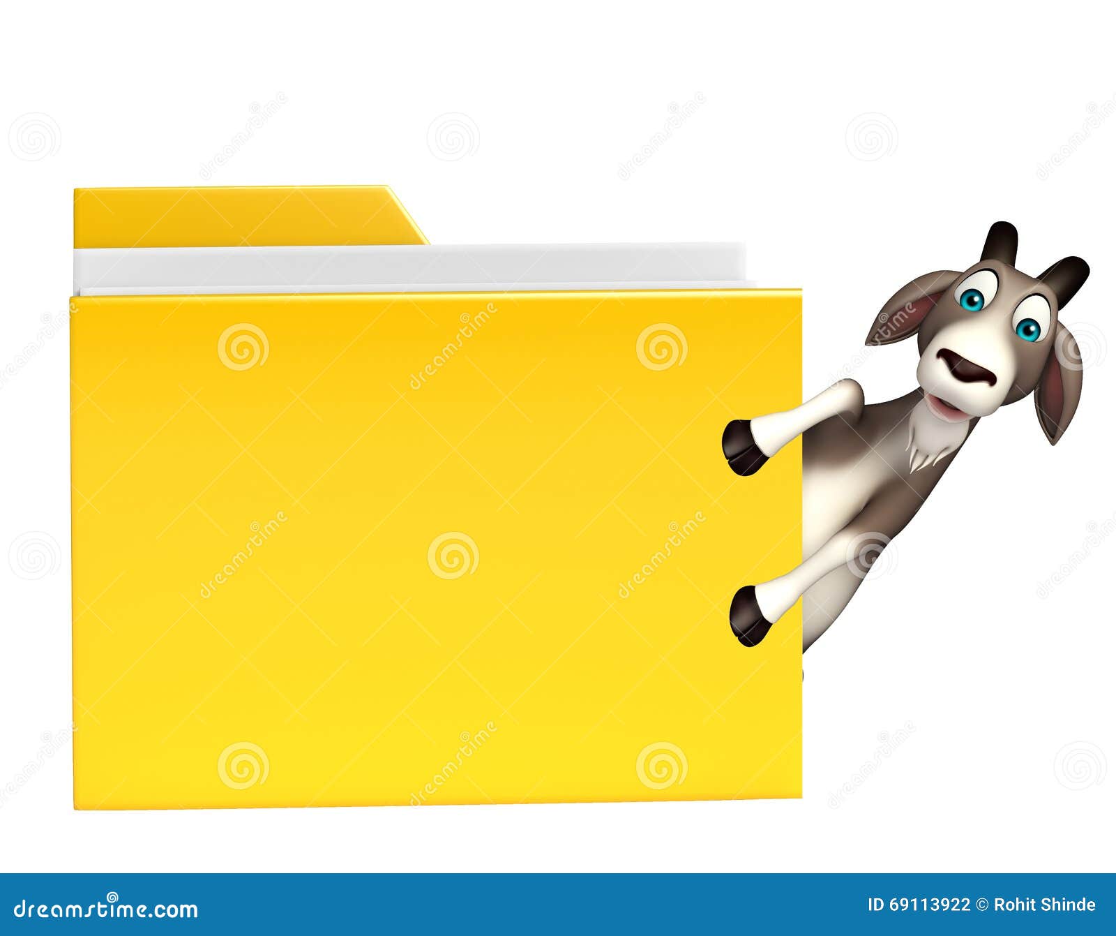 Cute Goat Cartoon Character with Folder Stock Illustration ...