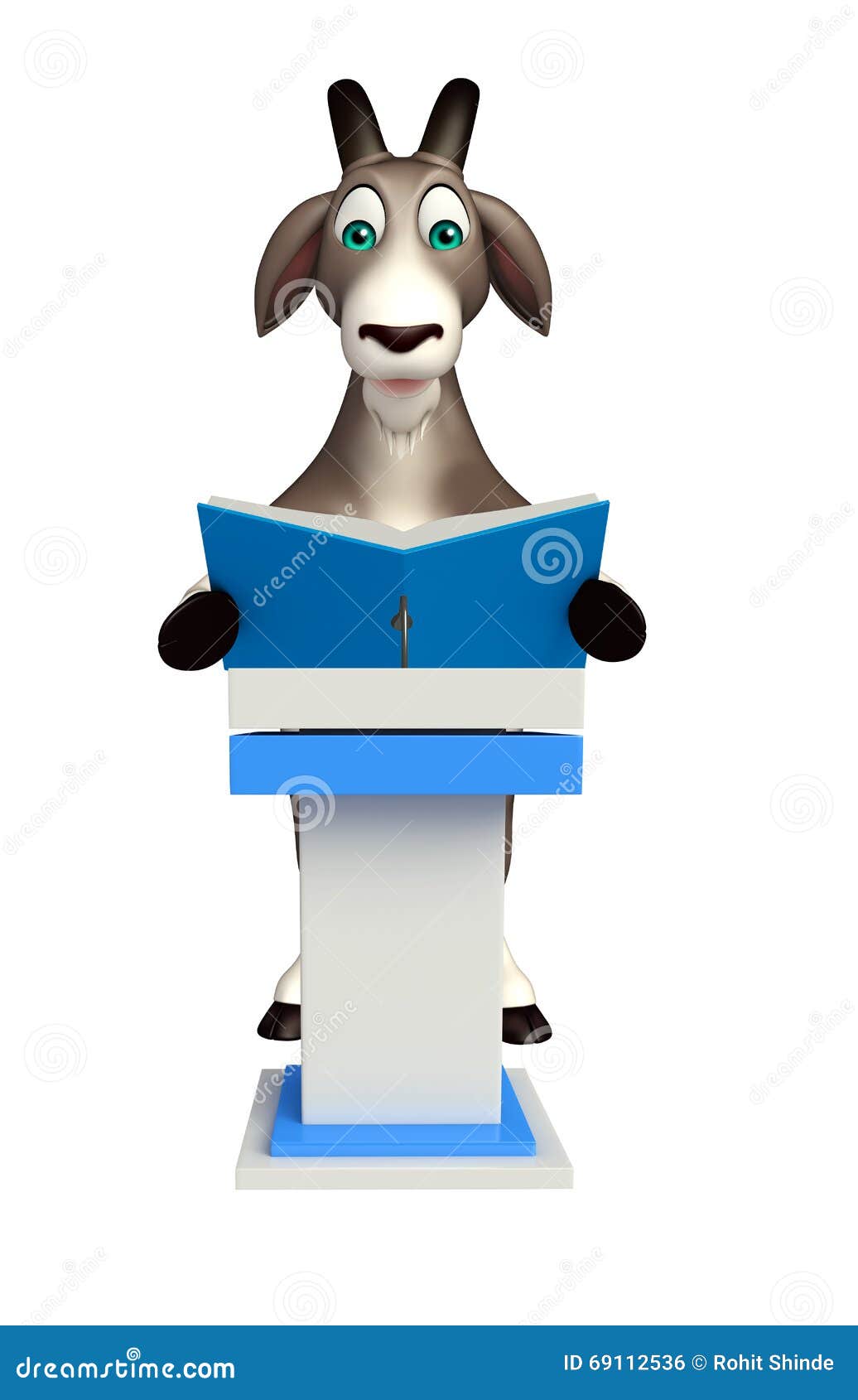 Cute Goat Cartoon Character with Speech Stage Stock Illustration ...