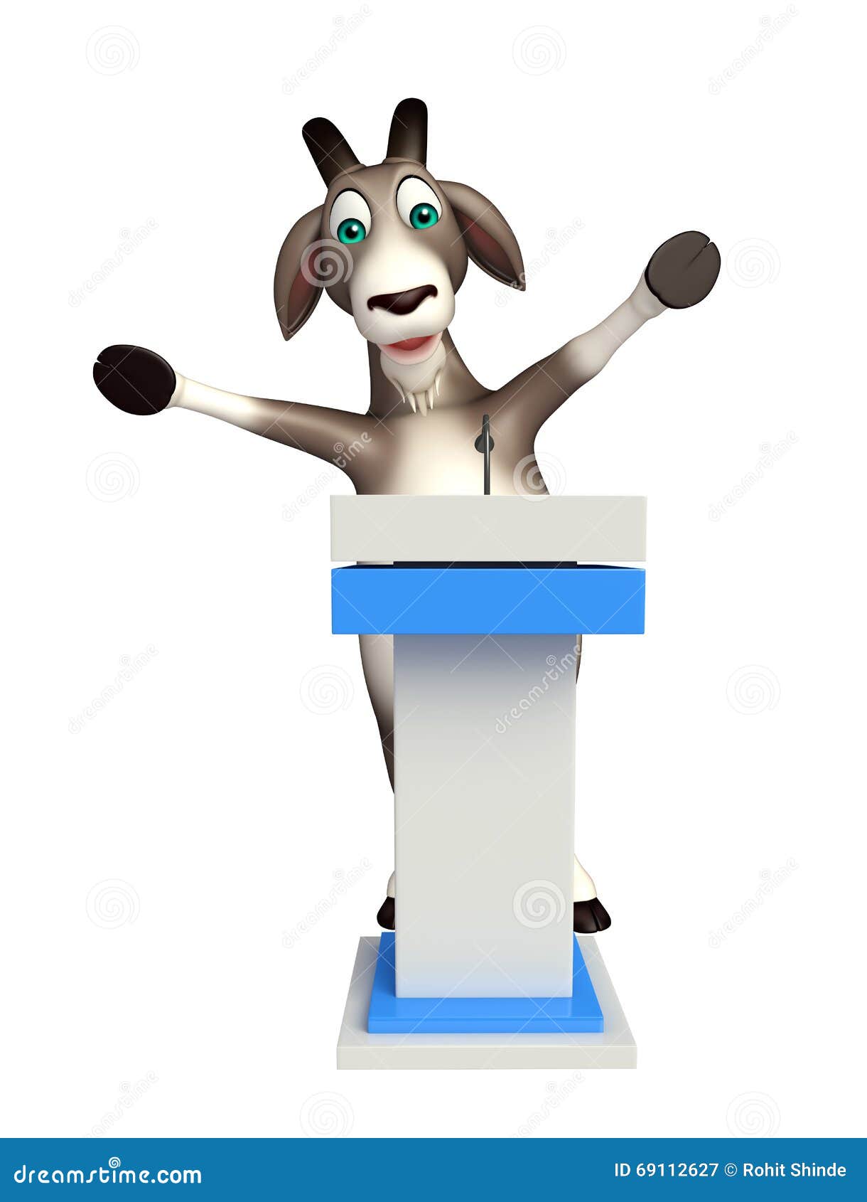 Cute Goat Cartoon Character with Speech Stage Stock Illustration ...