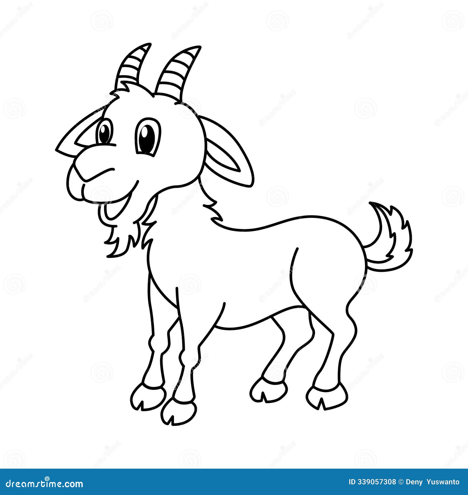 Cute Goat Cartoon Coloring Page Illustration Vector. for Kids Coloring ...
