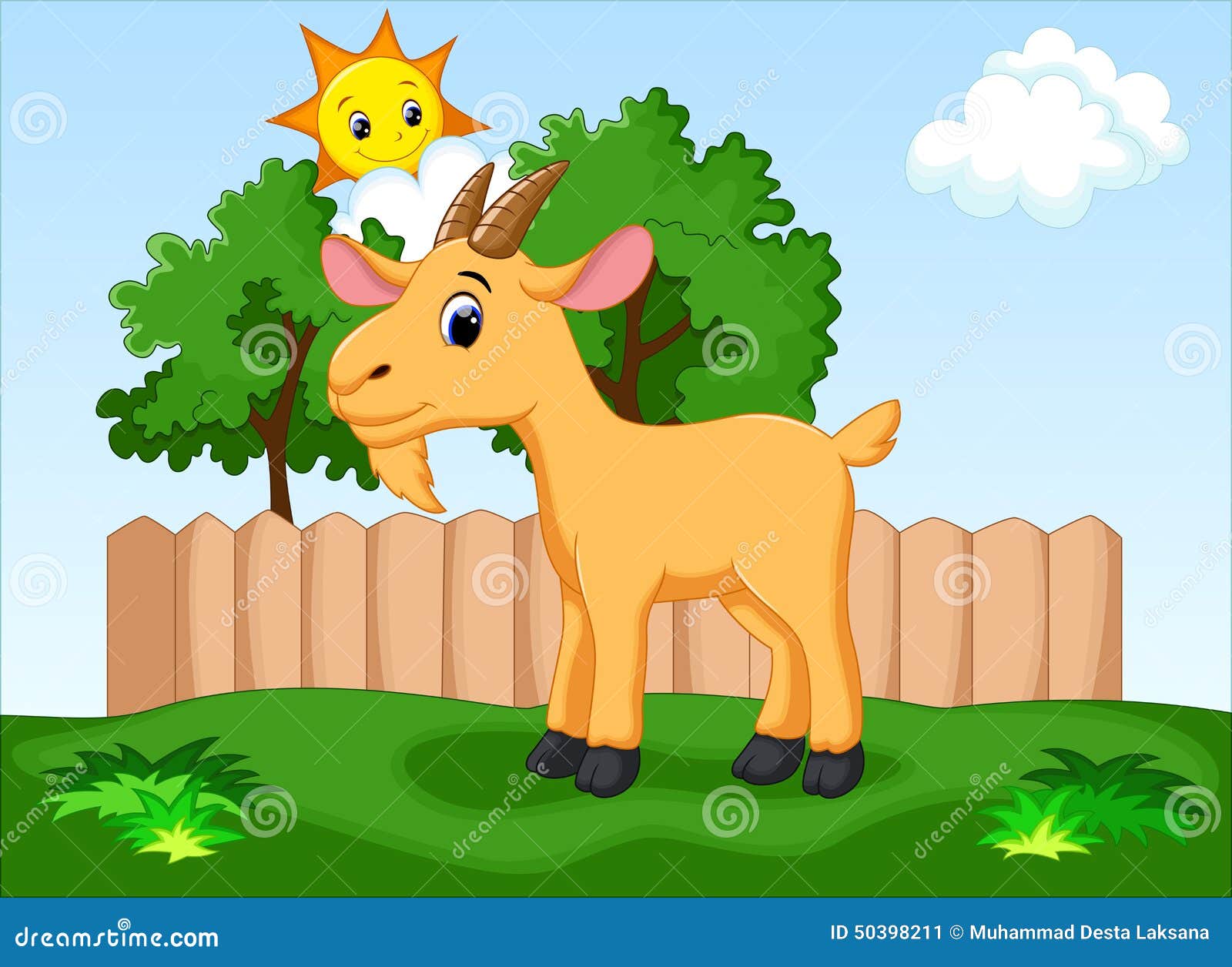 Cute goat cartoon stock illustration. Illustration of happy - 50398211