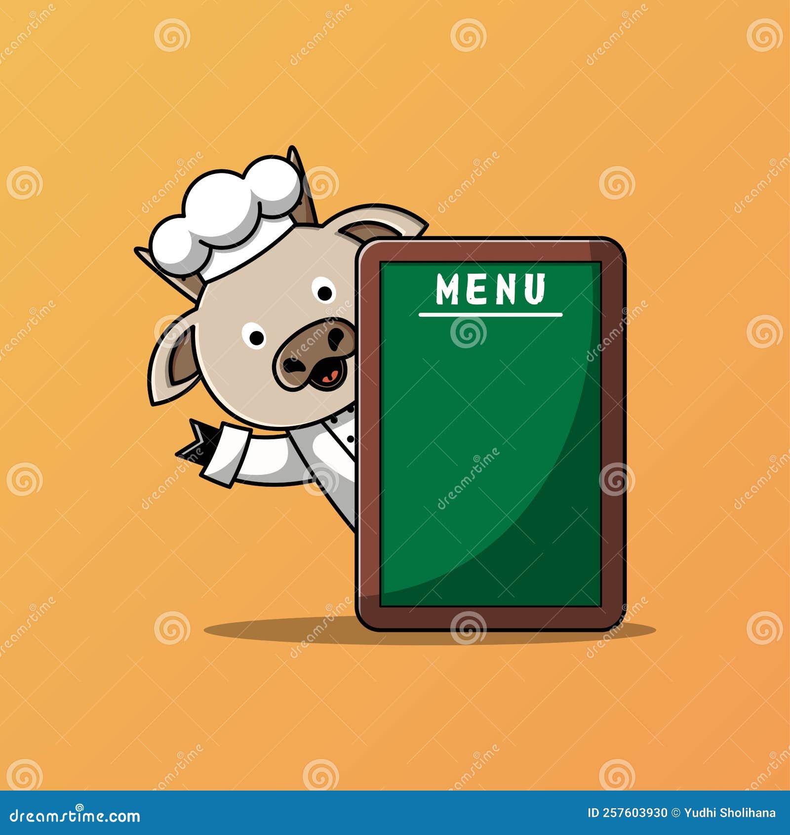 Cute Goat Chef with Menu Board Stock Vector - Illustration of design ...