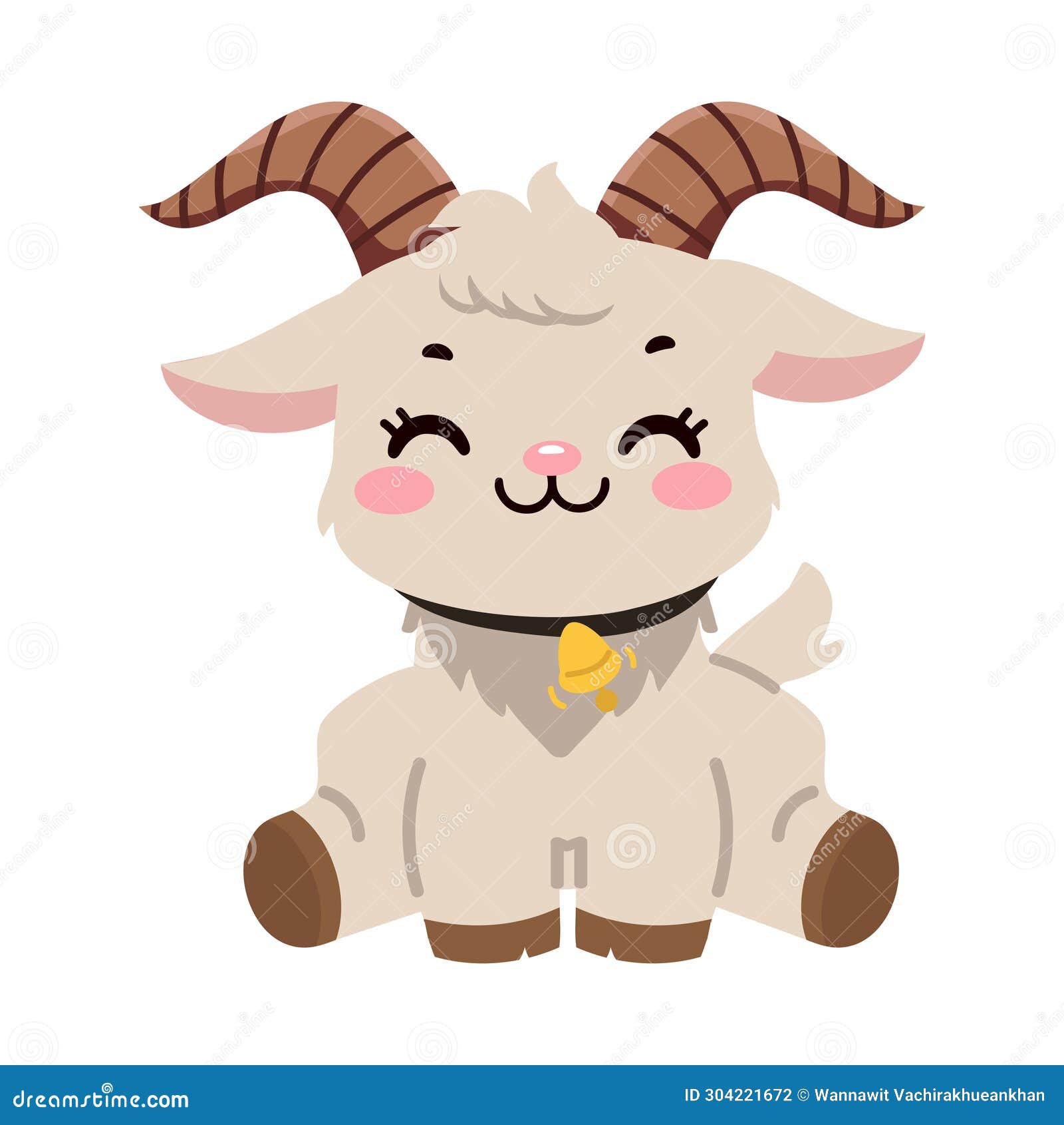 Cute Goat Sit Cartoon Animal Stock Illustration - Illustration of panoramic, livestock: 304221672