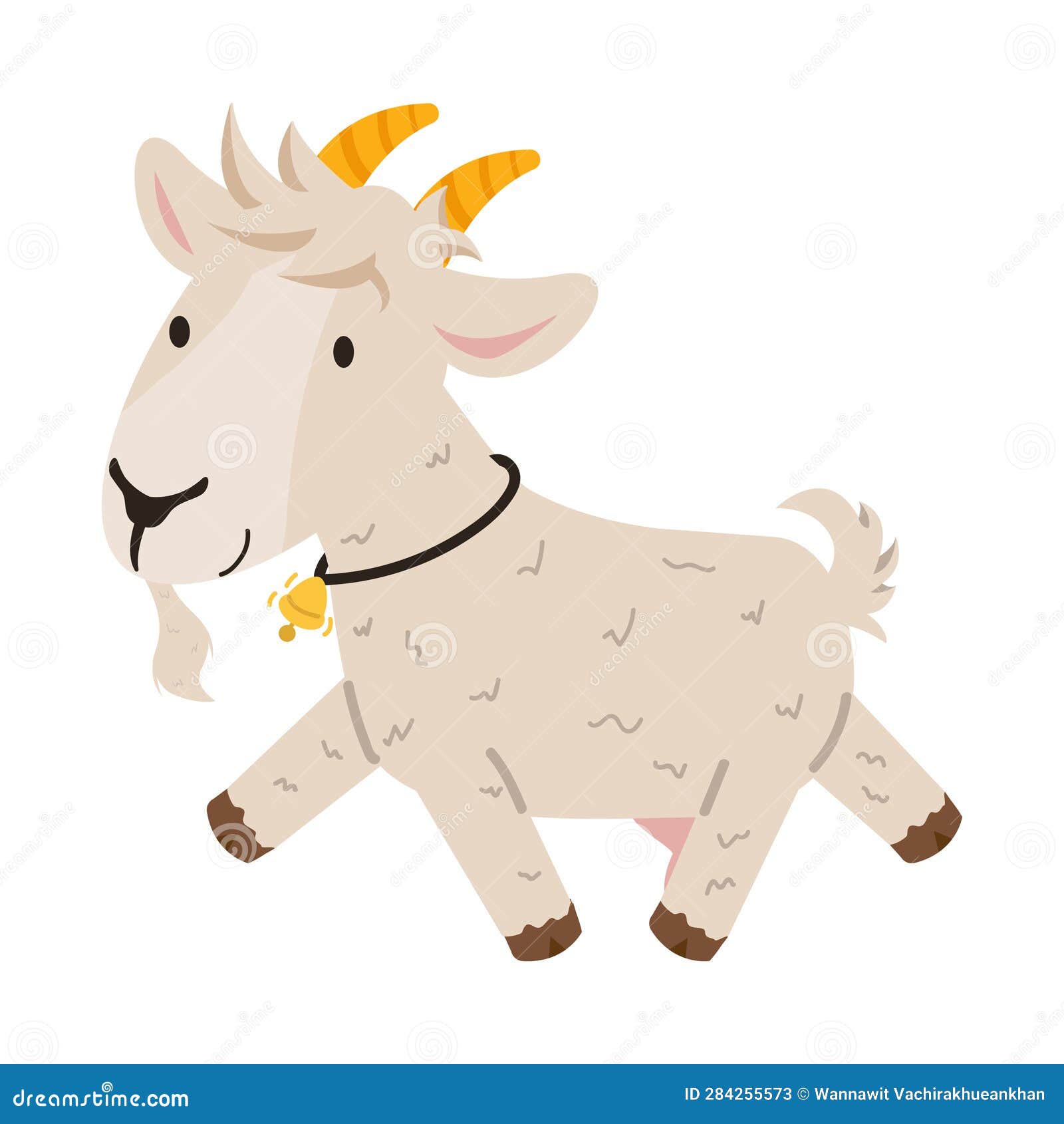 Cute Goat Walking Character Cartoon Stock Vector - Illustration of ...