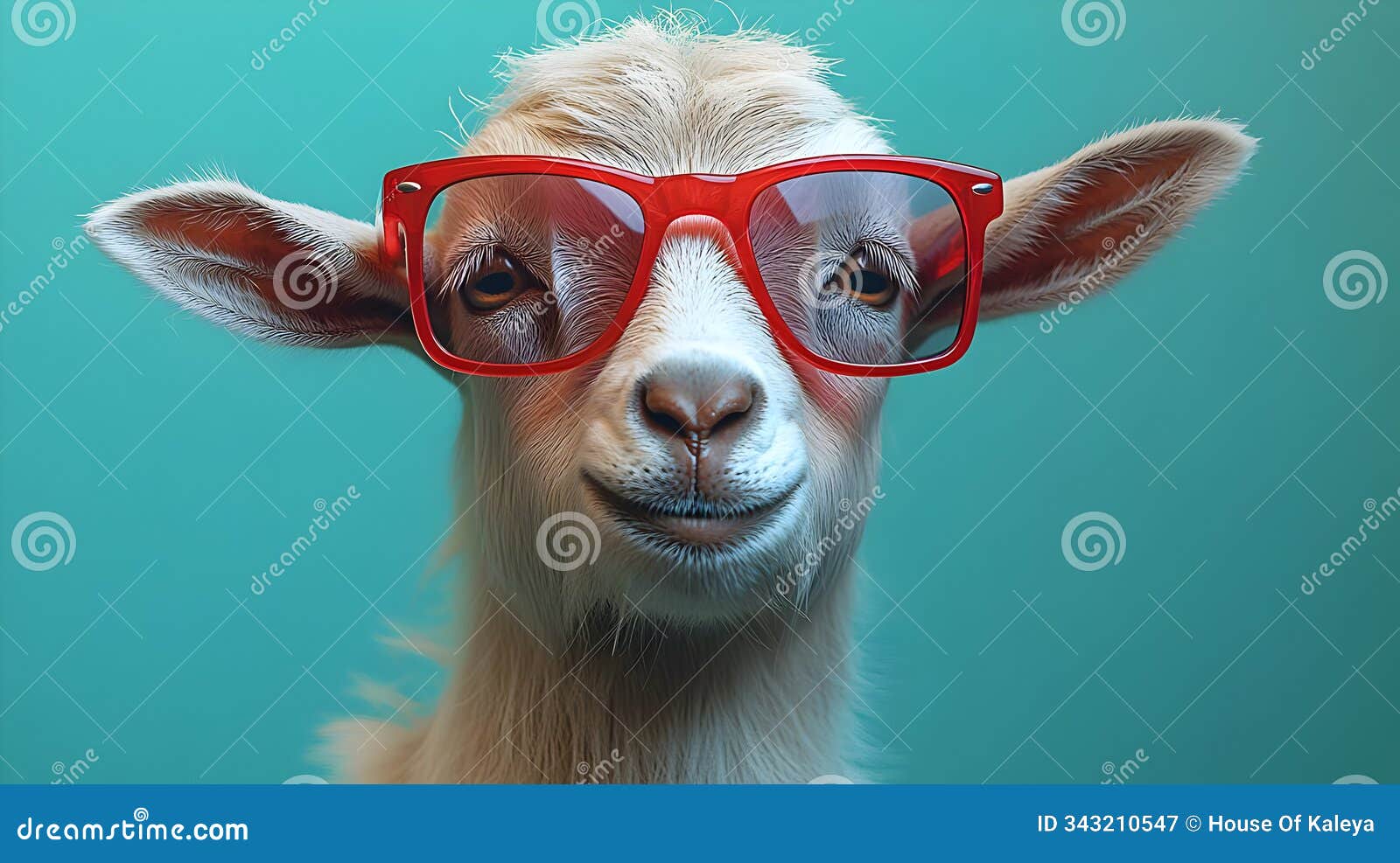 Goat Wearing Sunglasses Smiling In Fisheye Lens Royalty-Free Cartoon ...