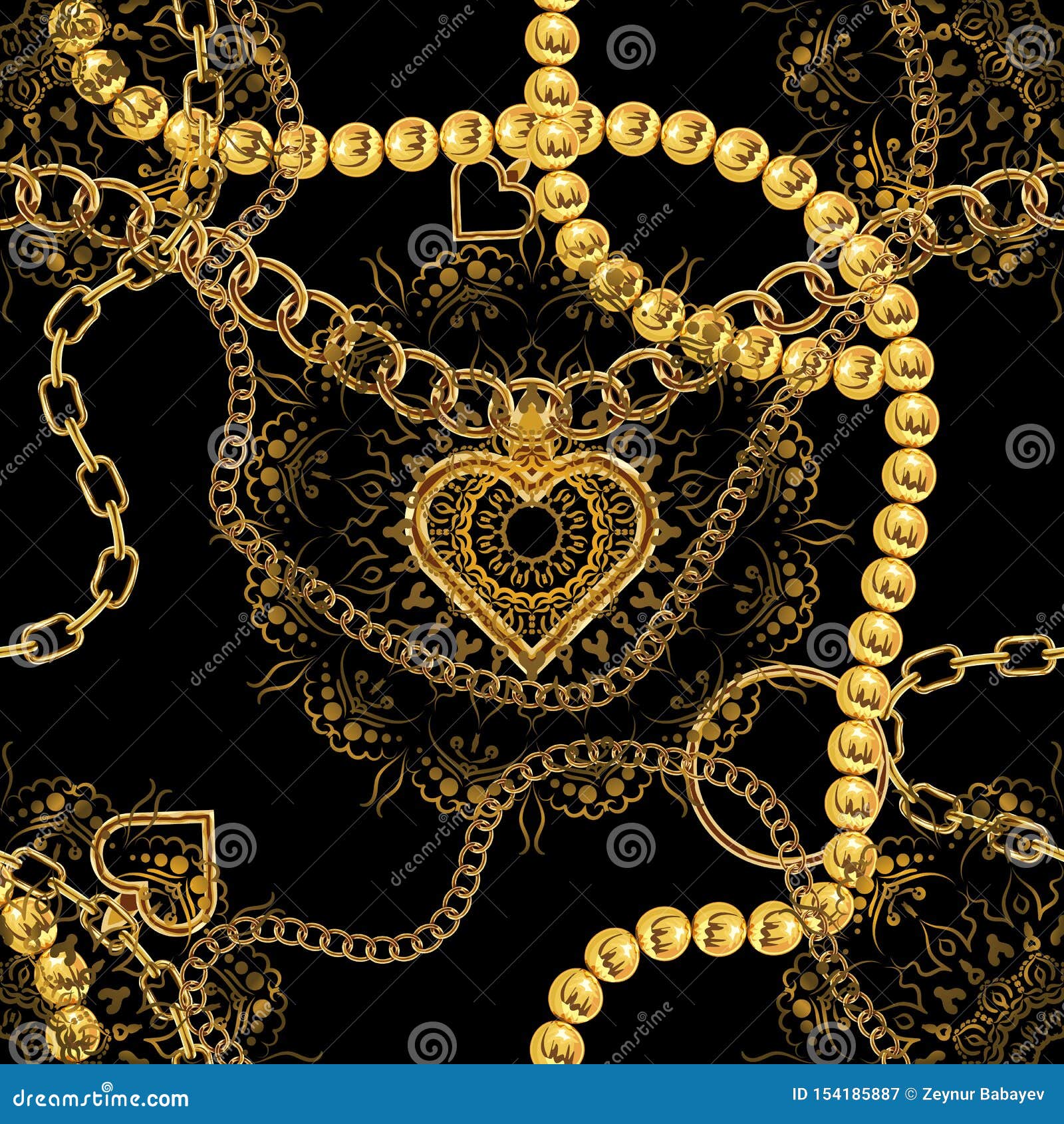 Cute Gold Chain Texture Seamless. Flat and Solid Color Vector ...