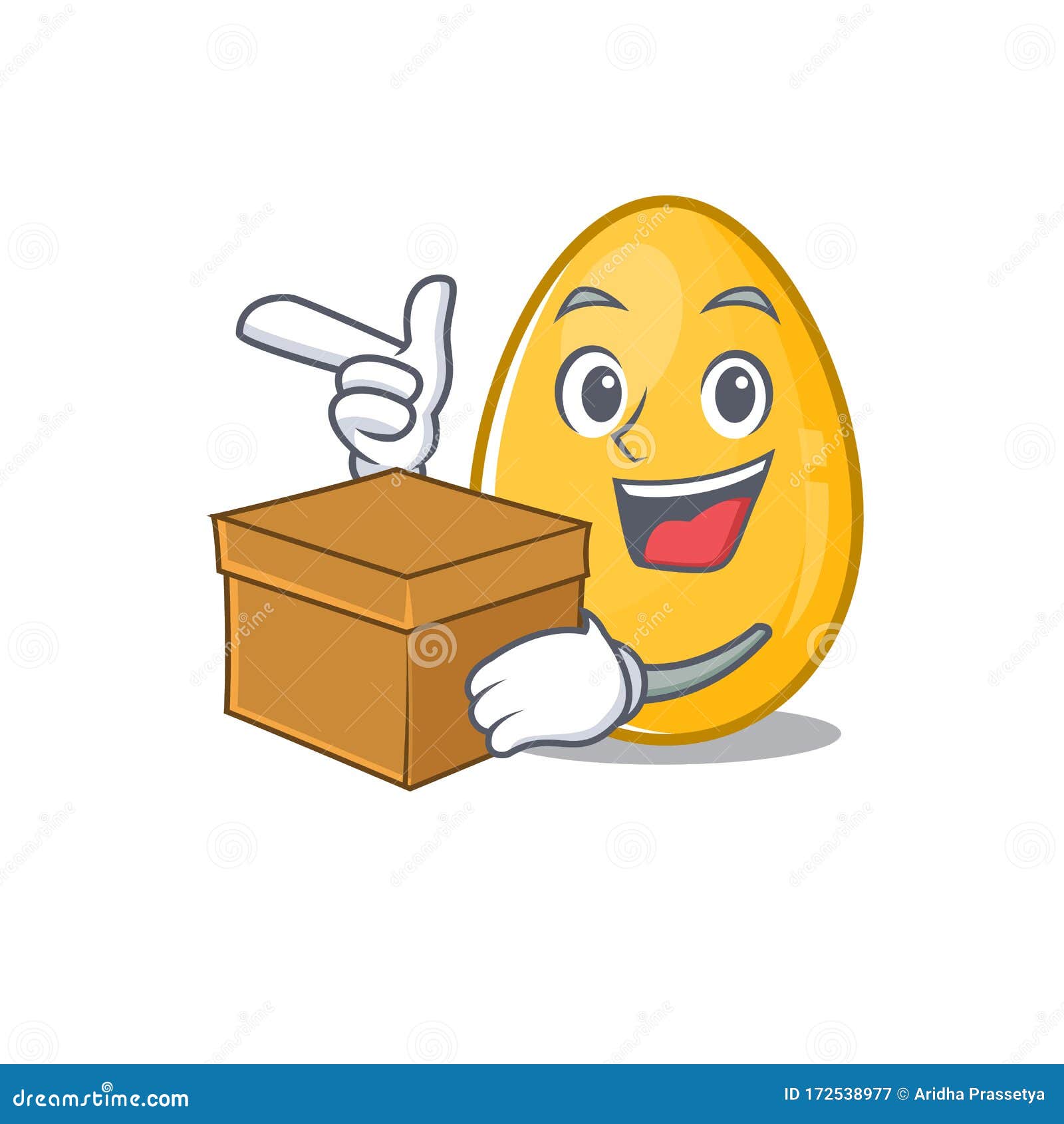 Cute Golden Egg Cartoon Character Having a Box Stock Vector ...