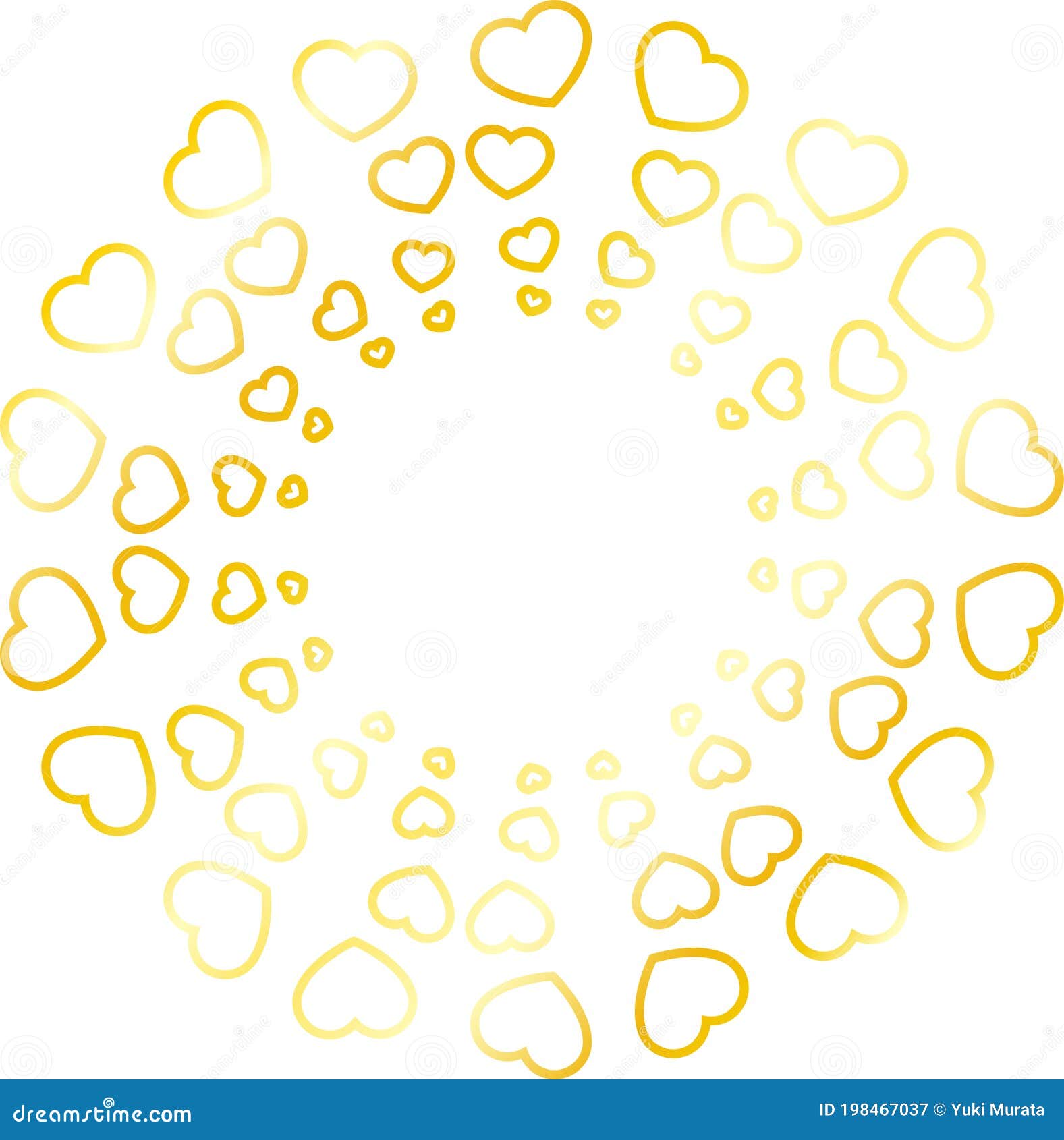 Cute Golden Heart Circle Frame Stock Vector - Illustration of material ...
