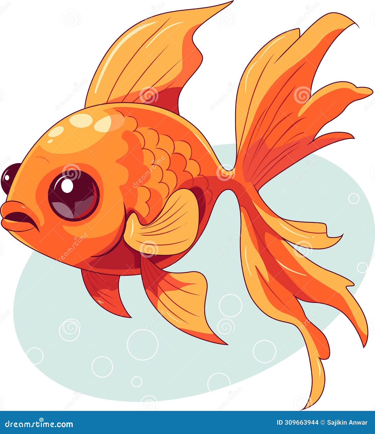 Cute Goldfish Cartoon stock vector. Illustration of design - 309663944