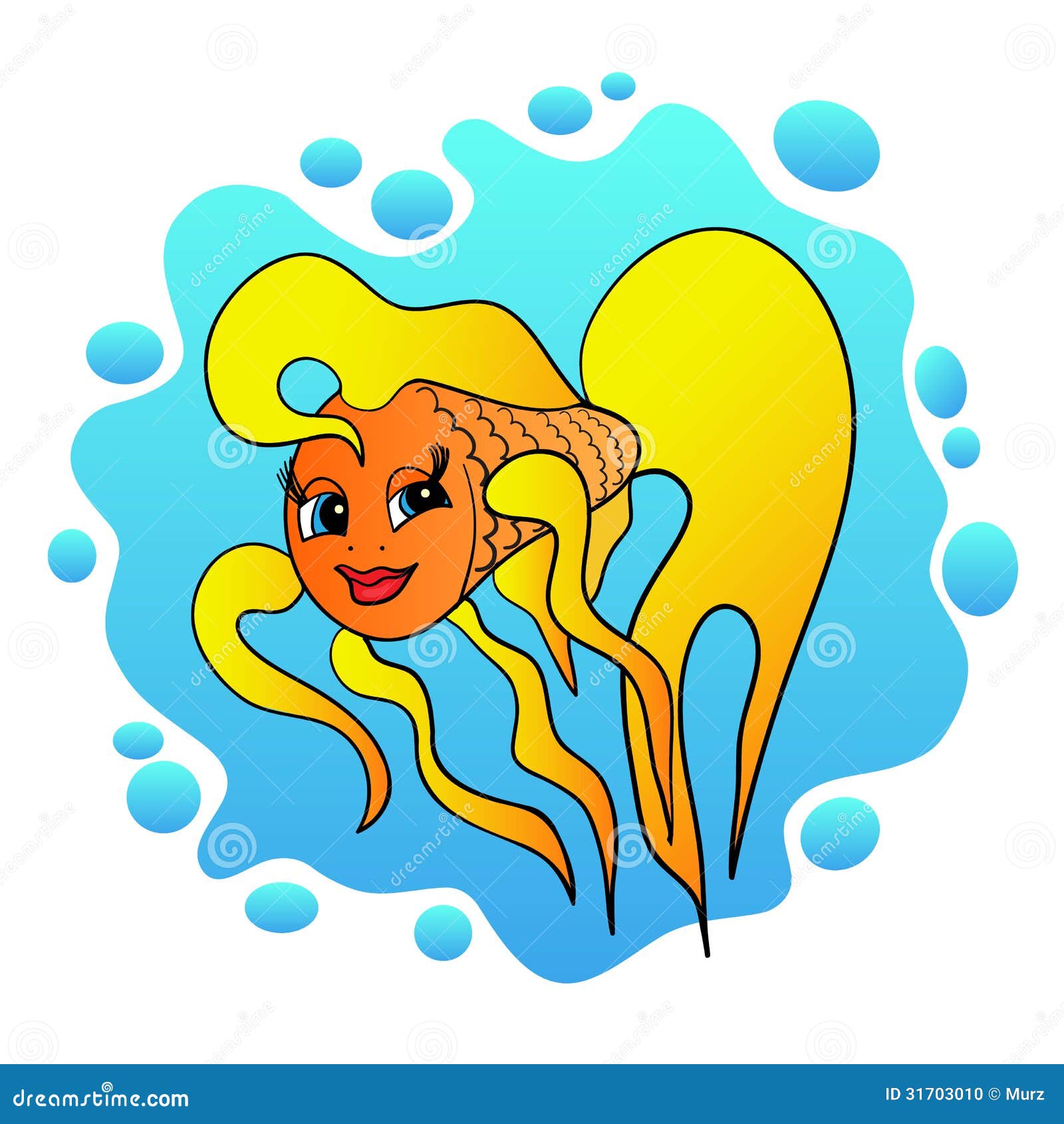 Cute Goldfish Crying, Funny Fish Cartoon Character Vector Illustration ...