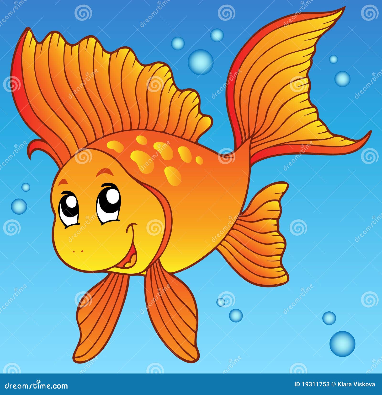 Cute Goldfish Crying, Funny Fish Cartoon Character Vector Illustration ...