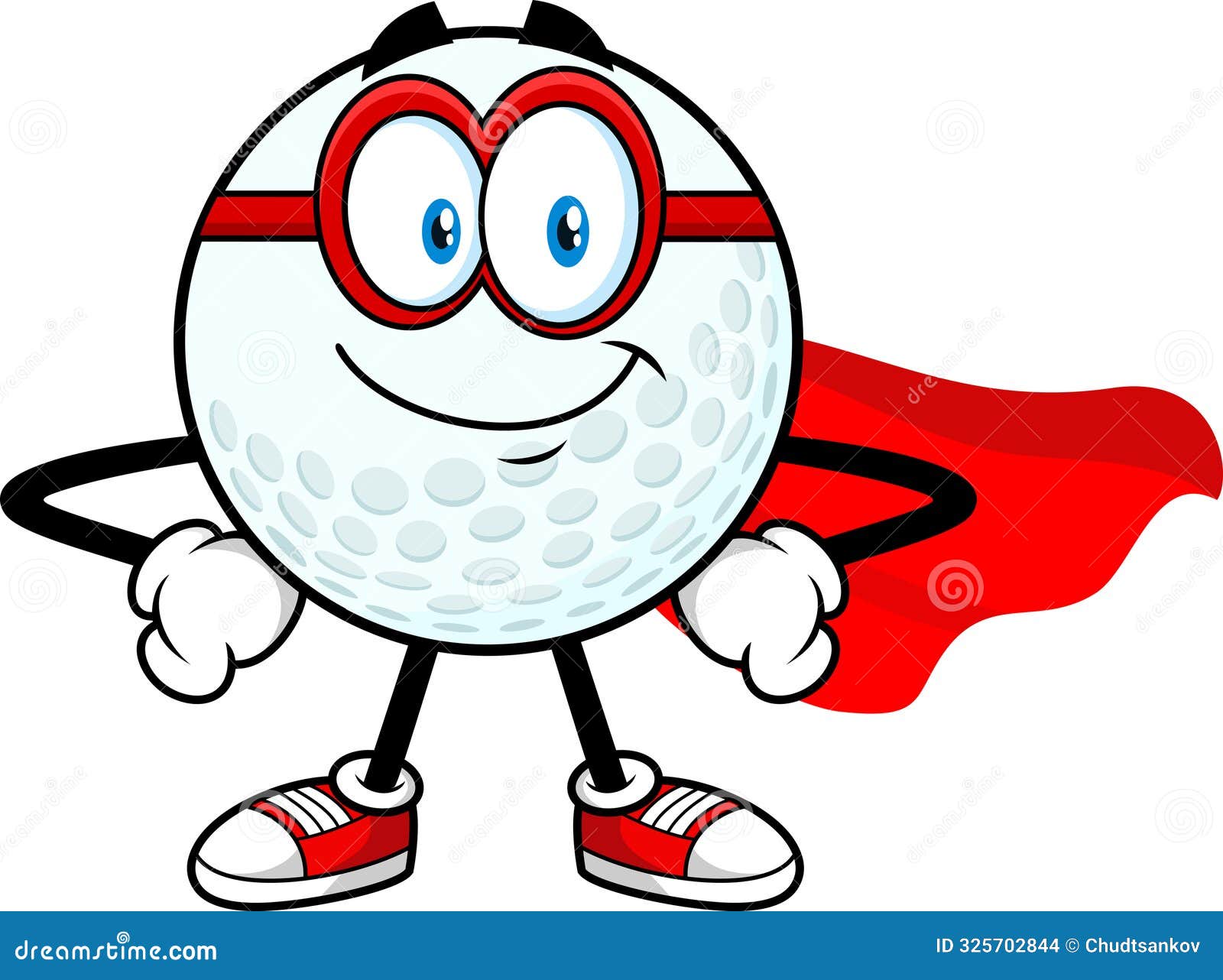 Cute Golf Ball Cartoon Character SuperHero Stock Vector - Illustration ...