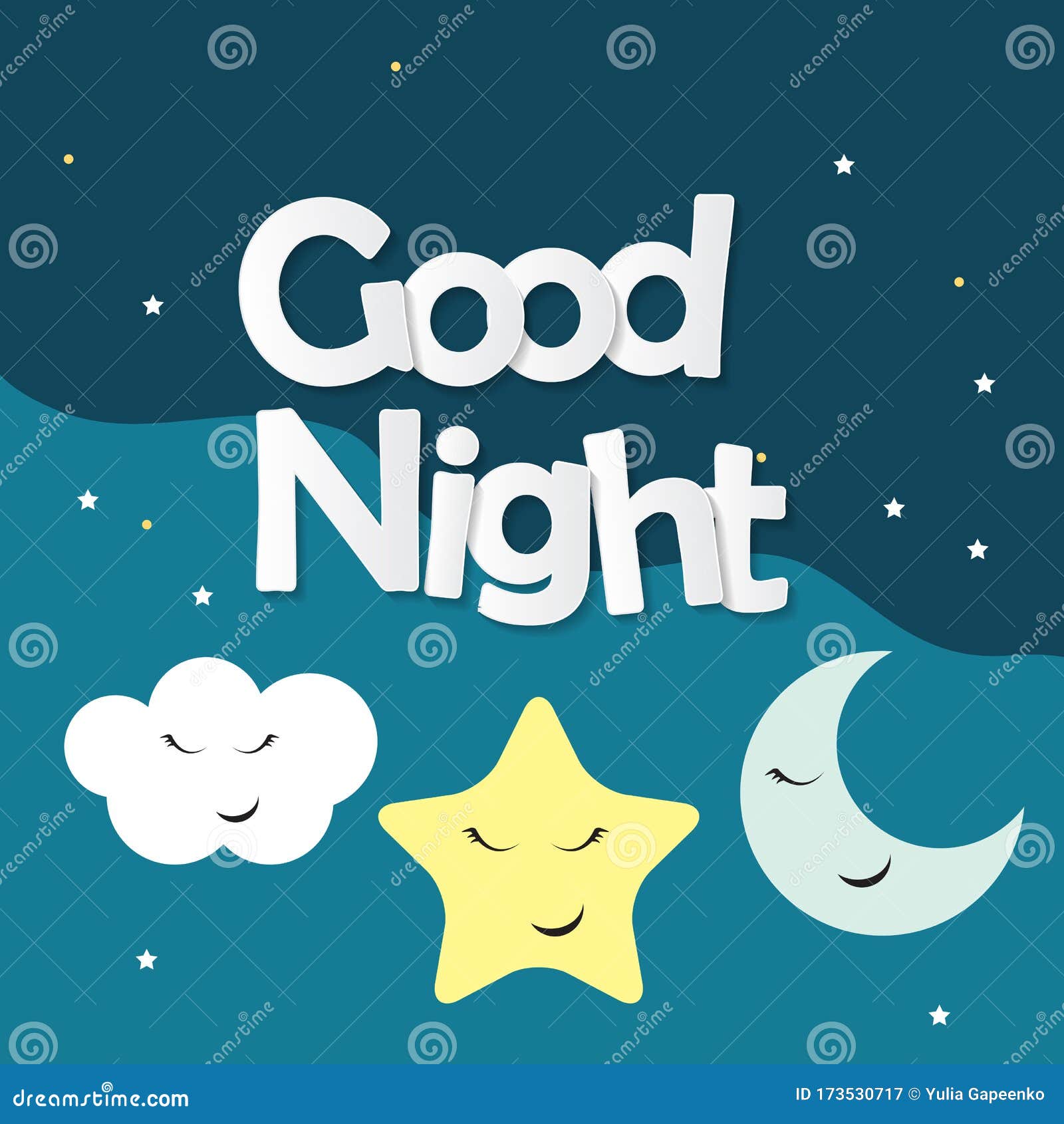 Cute Good Night Kids Background Vector Illustration Stock Illustration ...