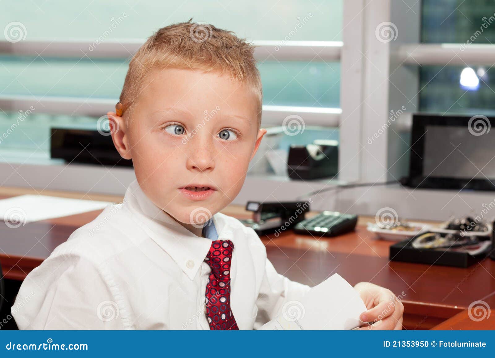 Cute Goofy Boy In Office Stock Photo - Image: 21353950