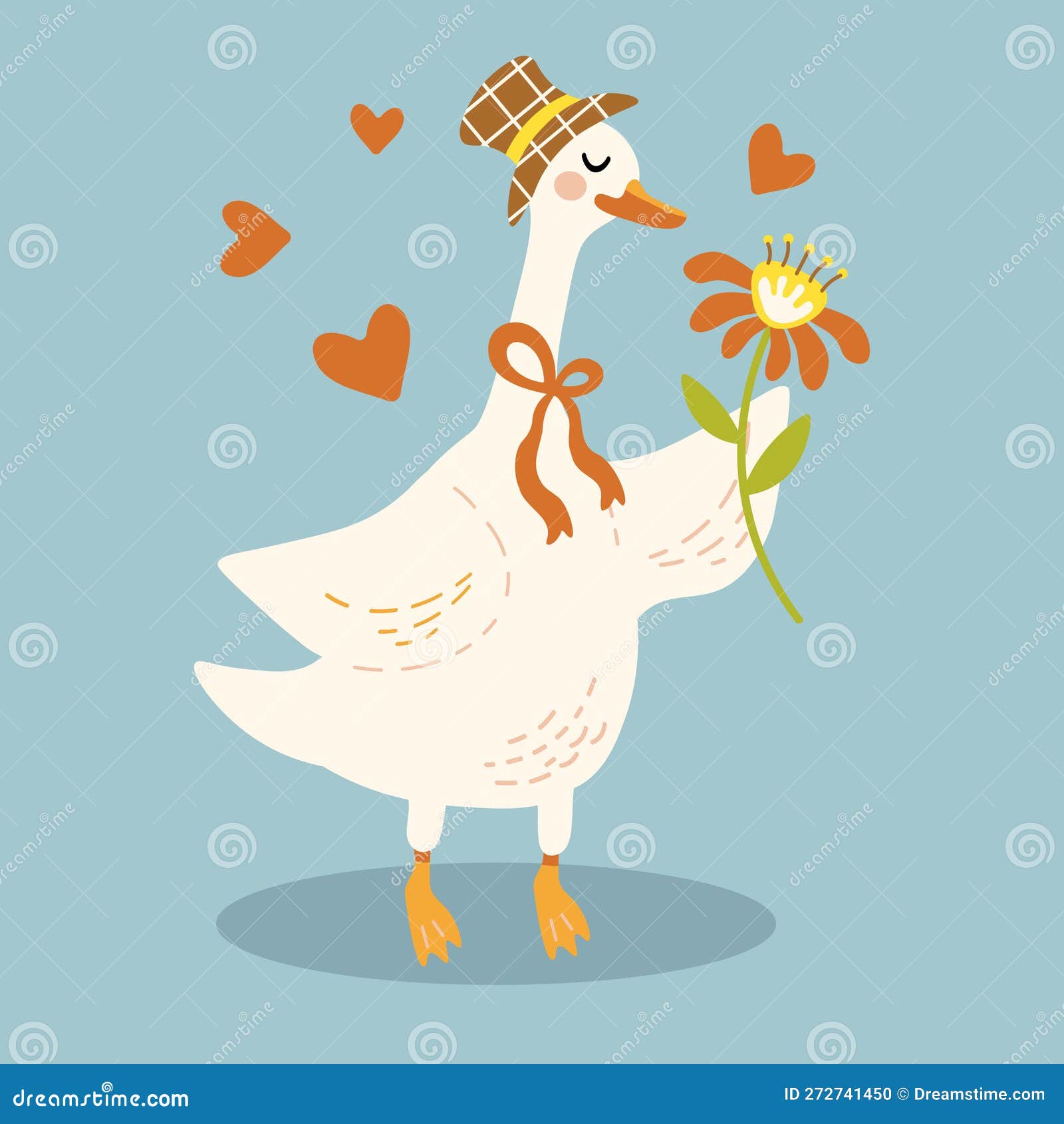 Cute Goose in Hat Holding Flower Spring Easter Stock Vector ...
