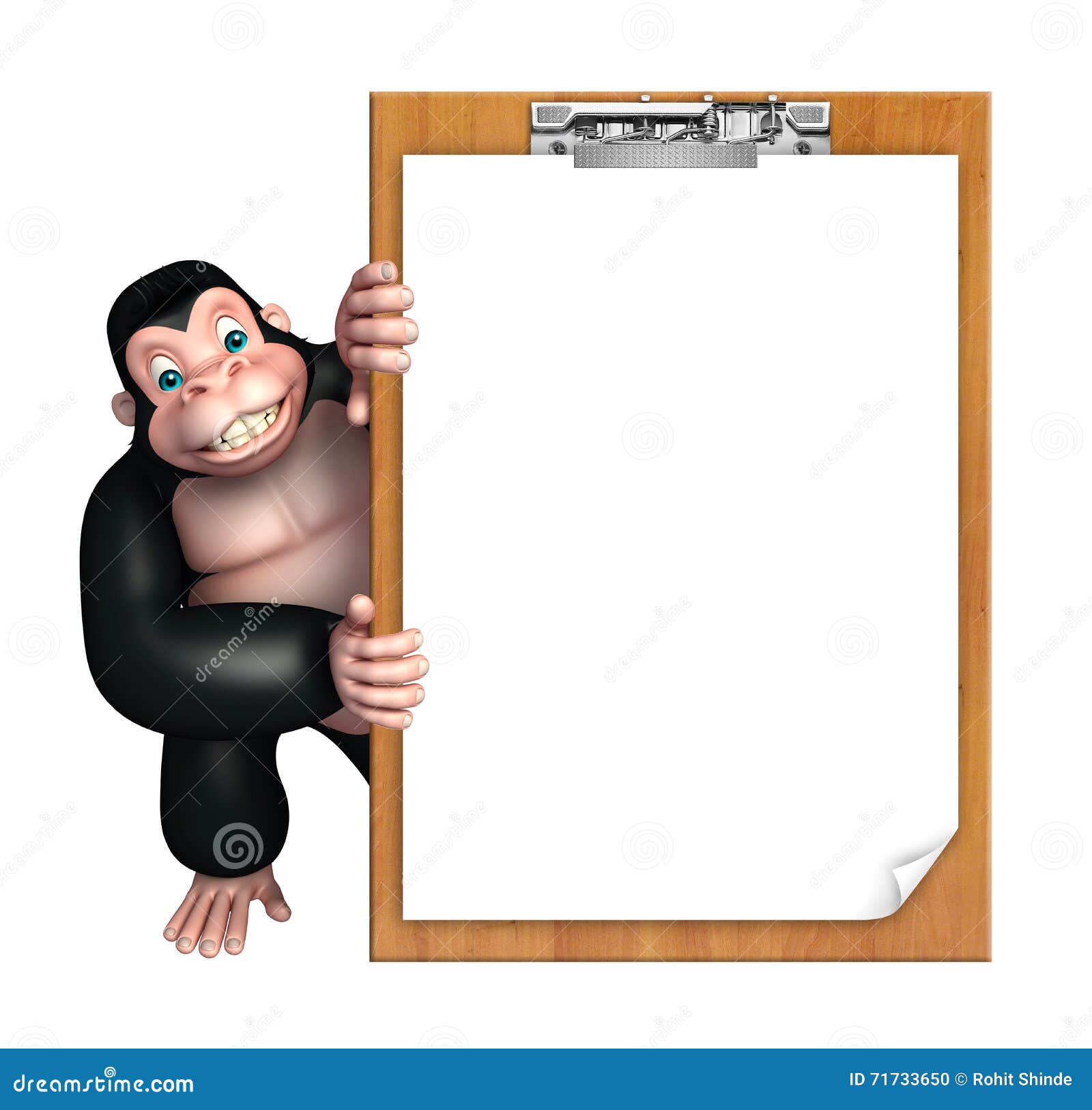Cute Gorilla Cartoon Character with Exam Pad Stock Illustration ...