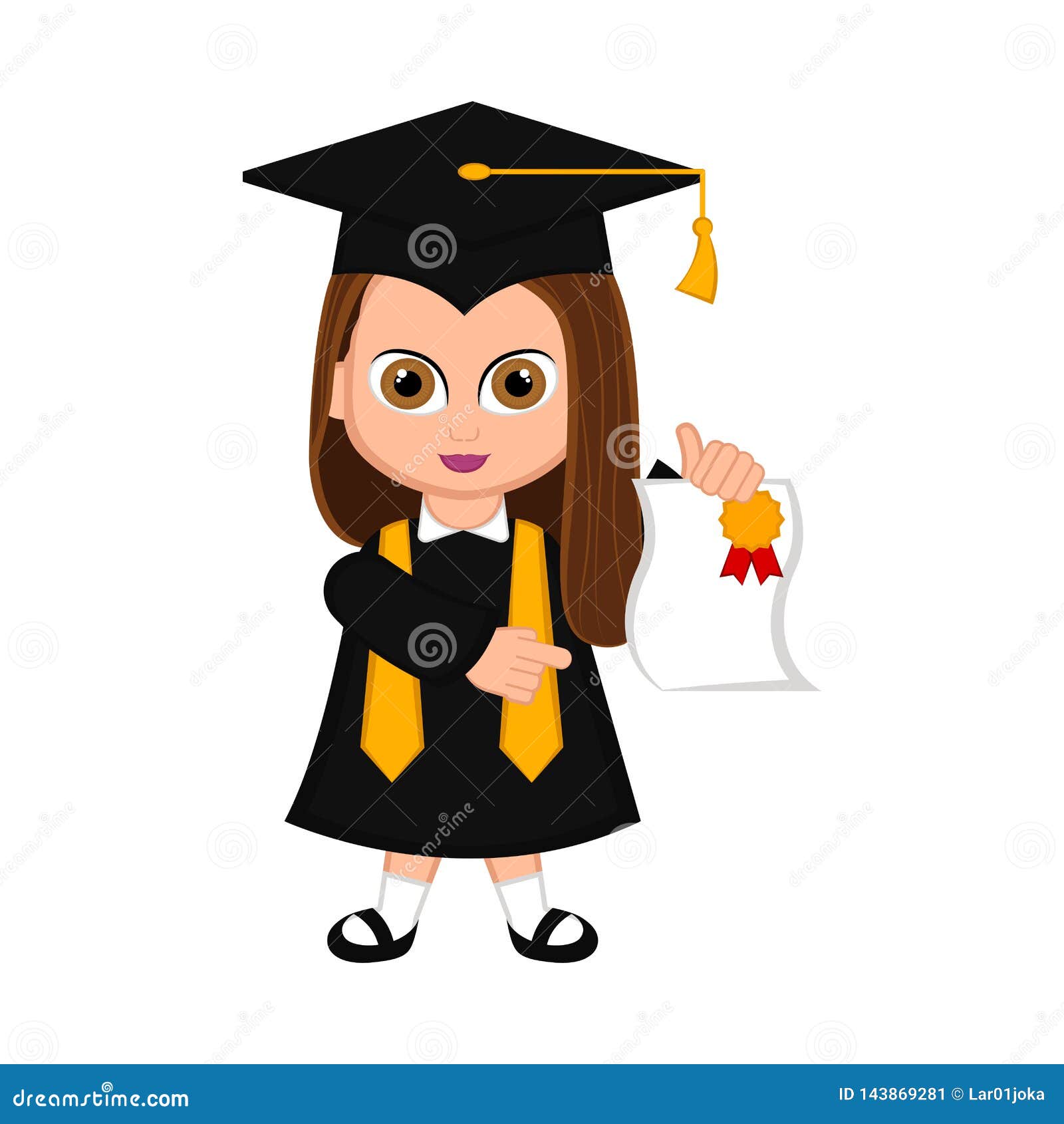 Cute graduated girl image stock vector. Illustration of student - 143869281