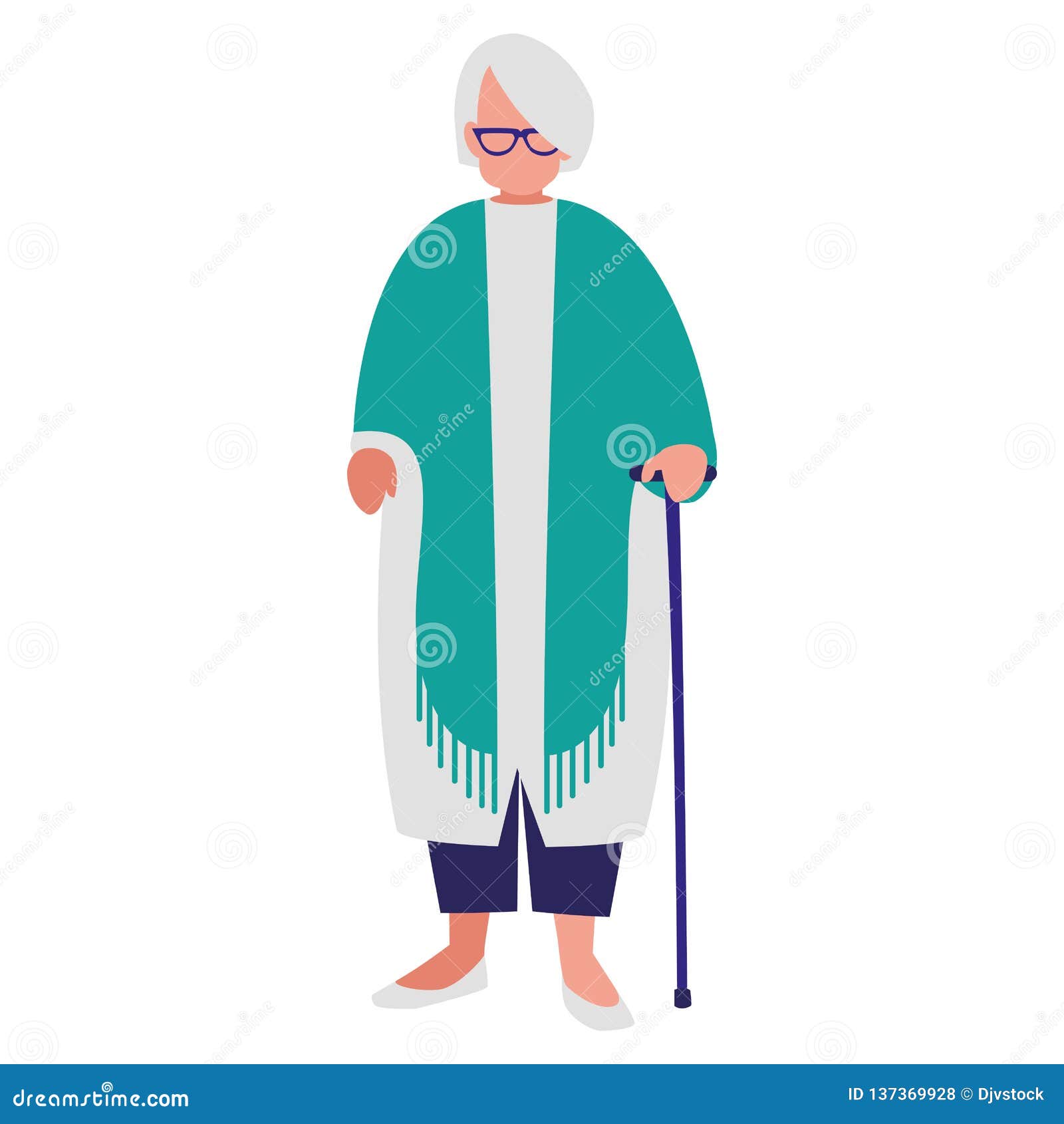 Cute grandmother with cane stock vector. Illustration of generation ...