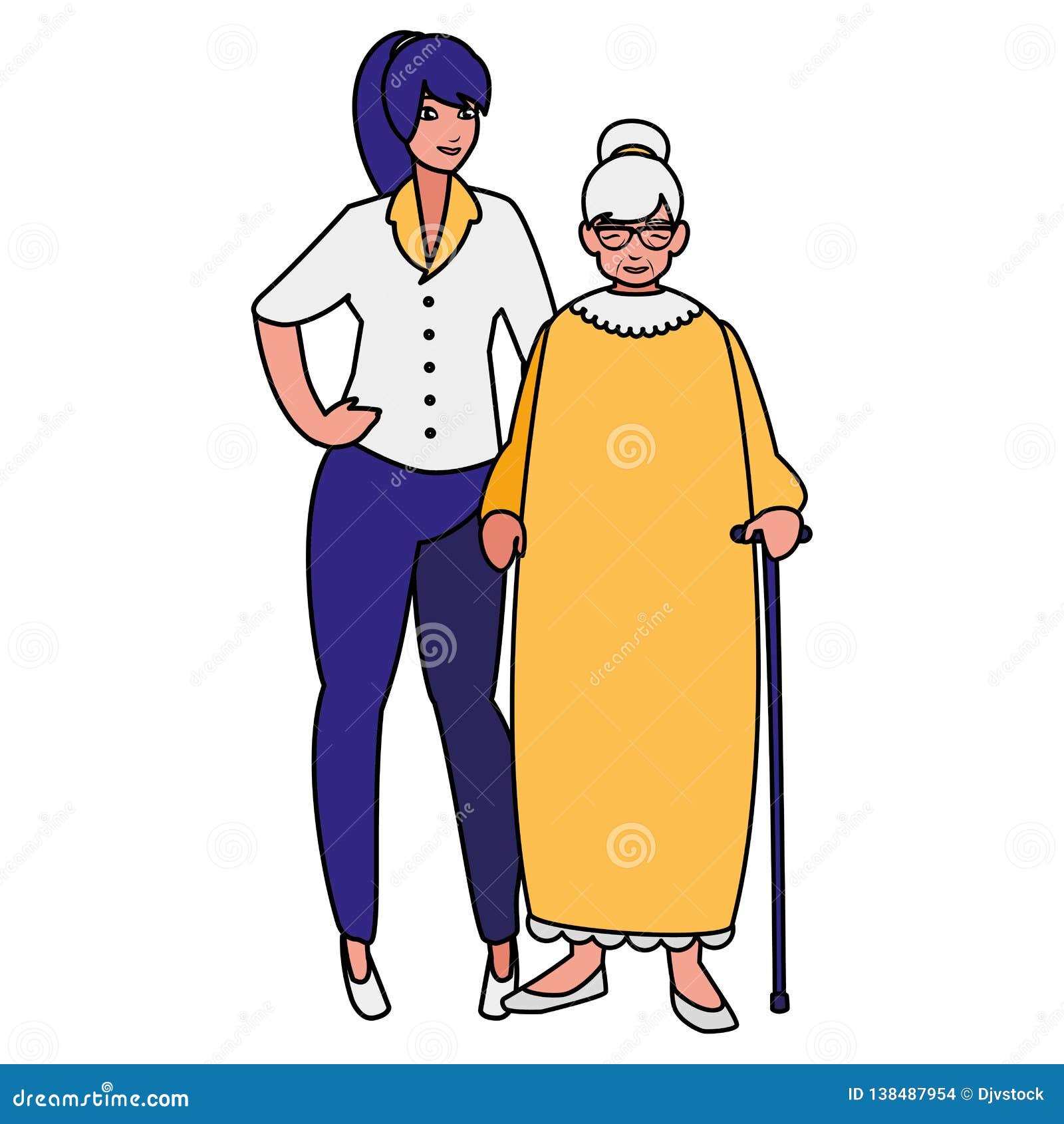 Cute Grandmother with Daughter Stock Vector - Illustration of lady ...