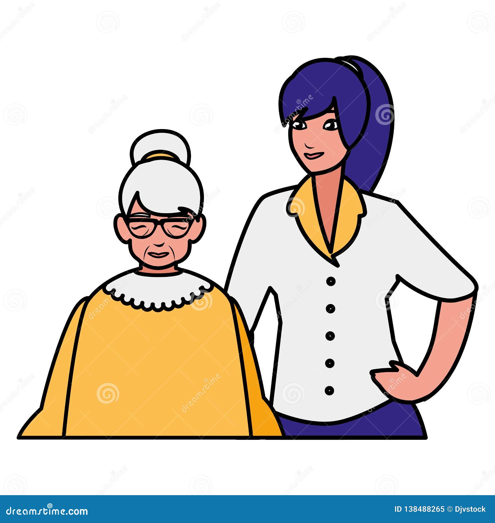 Cute Grandmother with Daughter Stock Vector - Illustration of elderly ...