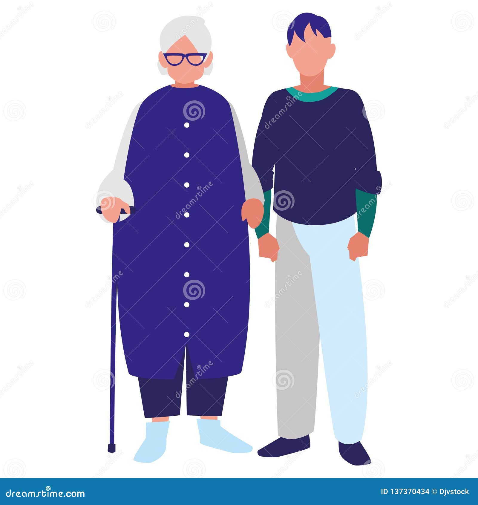 Cute Grandmother with Son Characters Stock Vector - Illustration of ...