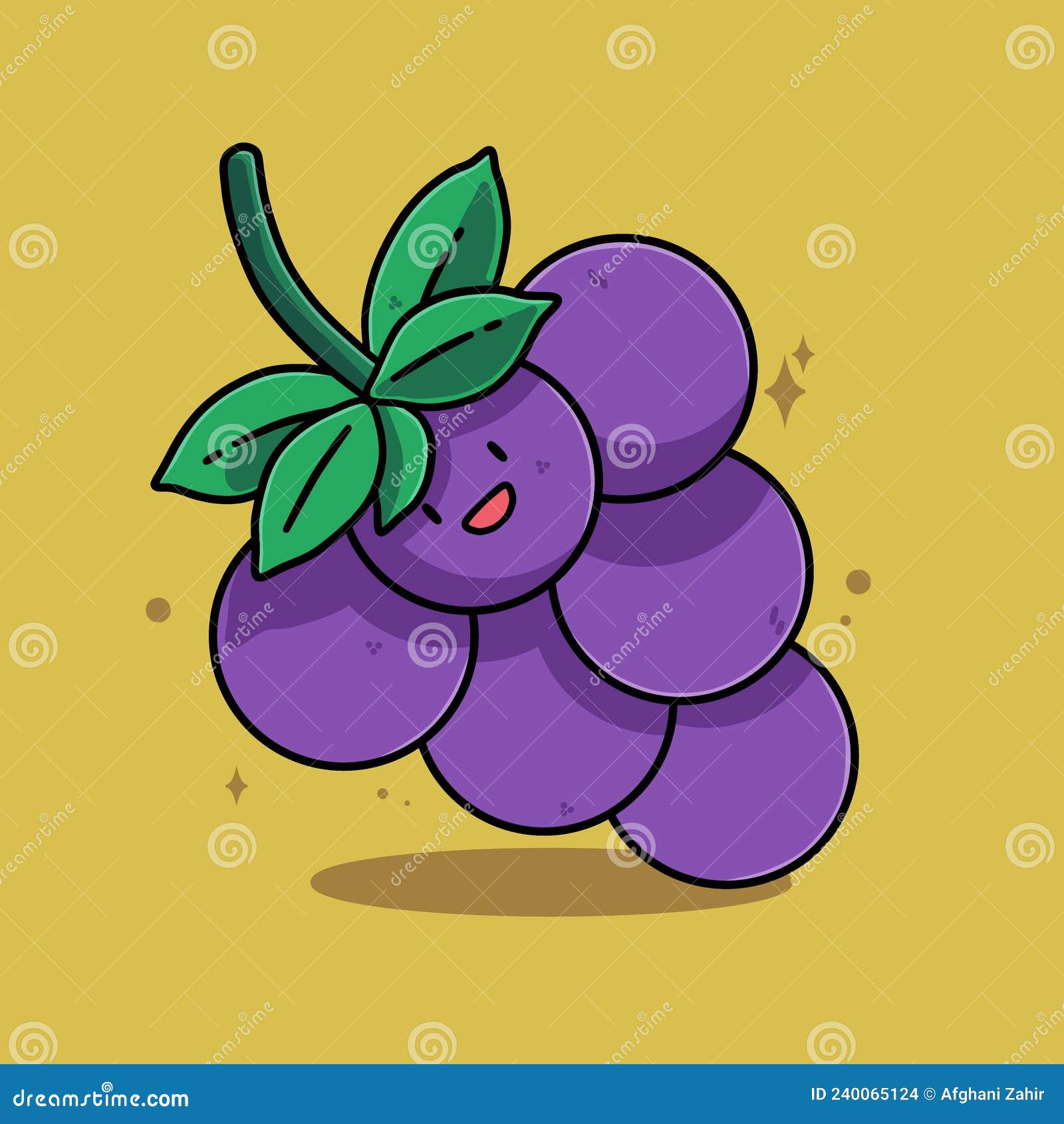Cute Grape Fruit Illustration for Logo, Icon, Sticker, Etc Stock ...