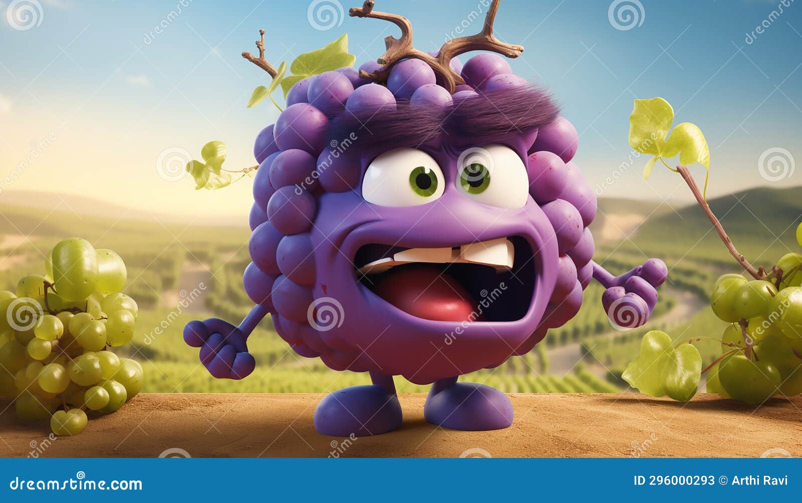 A Cute Grape Fruit on Suitable Background Stock Illustration ...