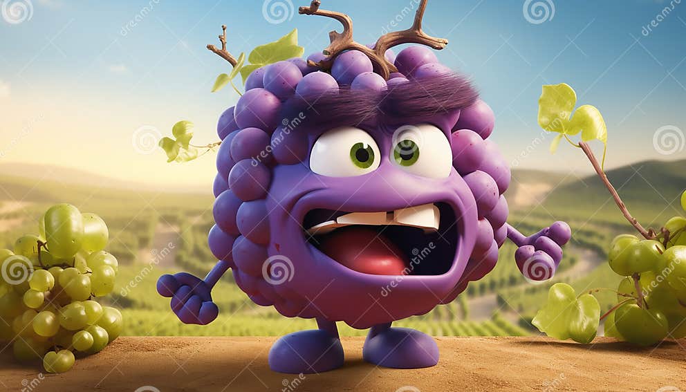 A Cute Grape Fruit on Suitable Background Stock Illustration ...