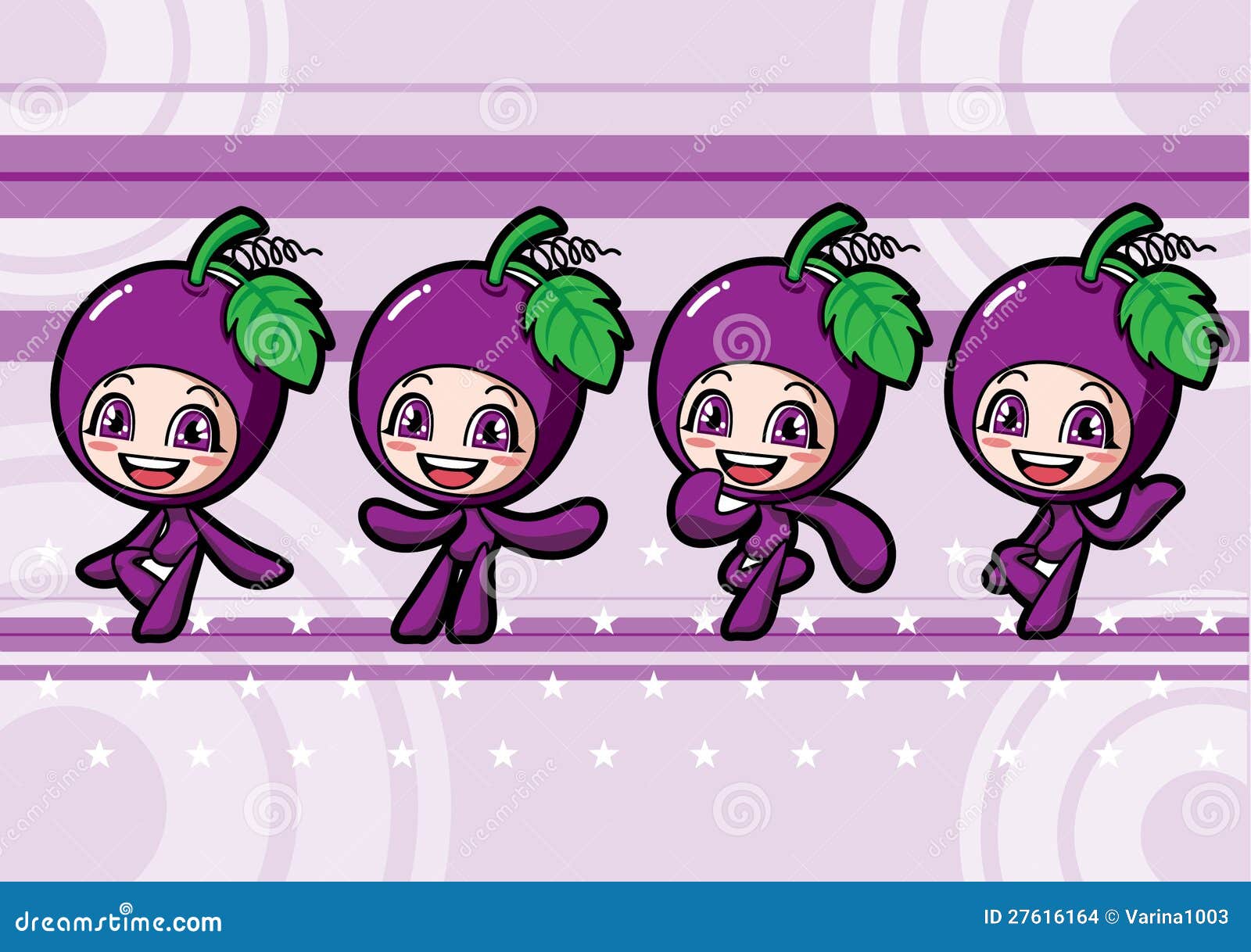 Cute grape girl stock vector. Illustration of cute, happy - 27616164