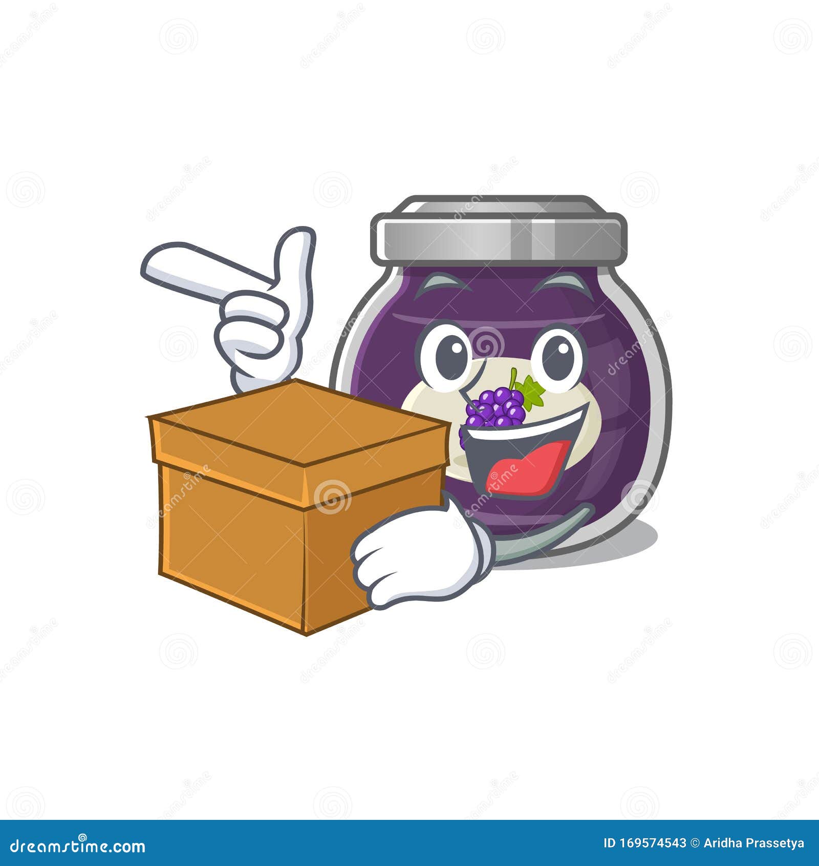 Cute Grape Jam Cartoon Character Having a Box Stock Vector ...