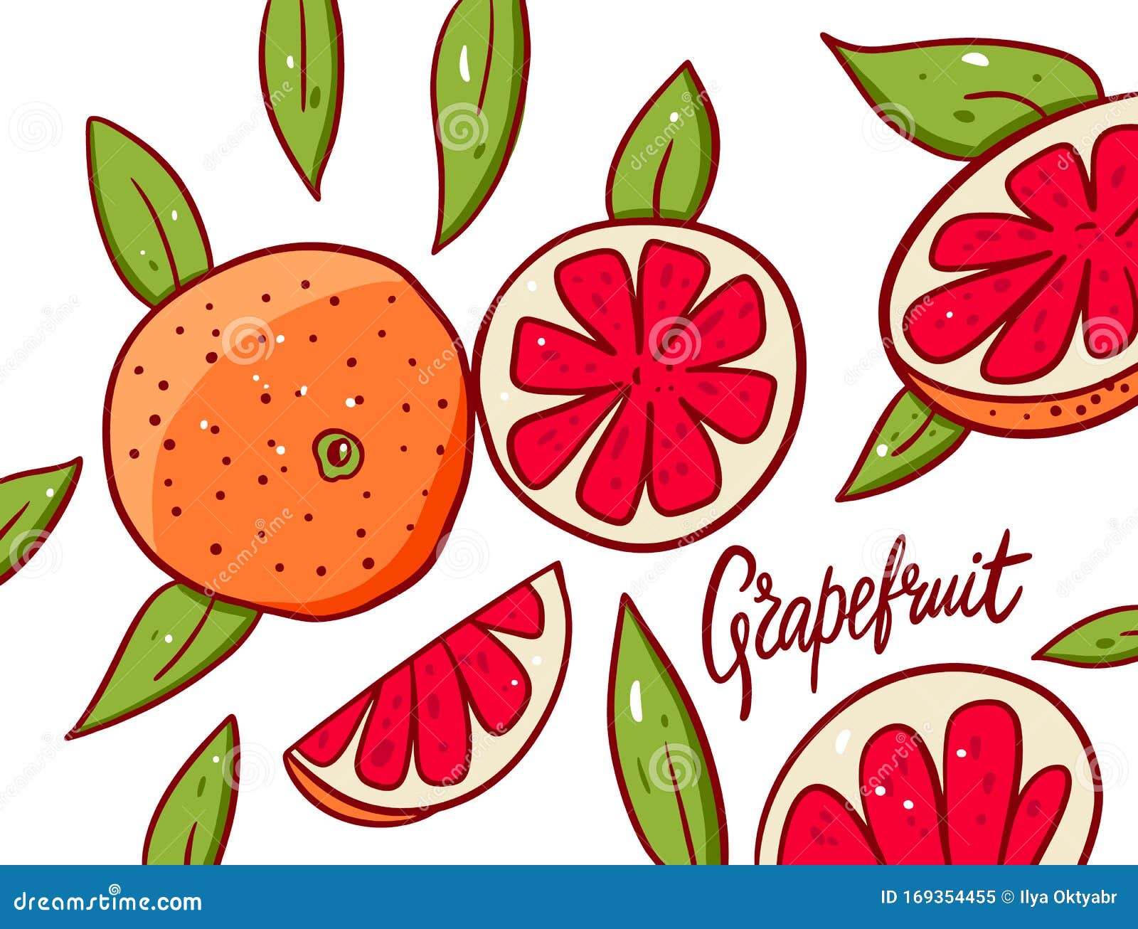 Cute Grapefruit Poster. Vector Illustration. Isolated on White ...
