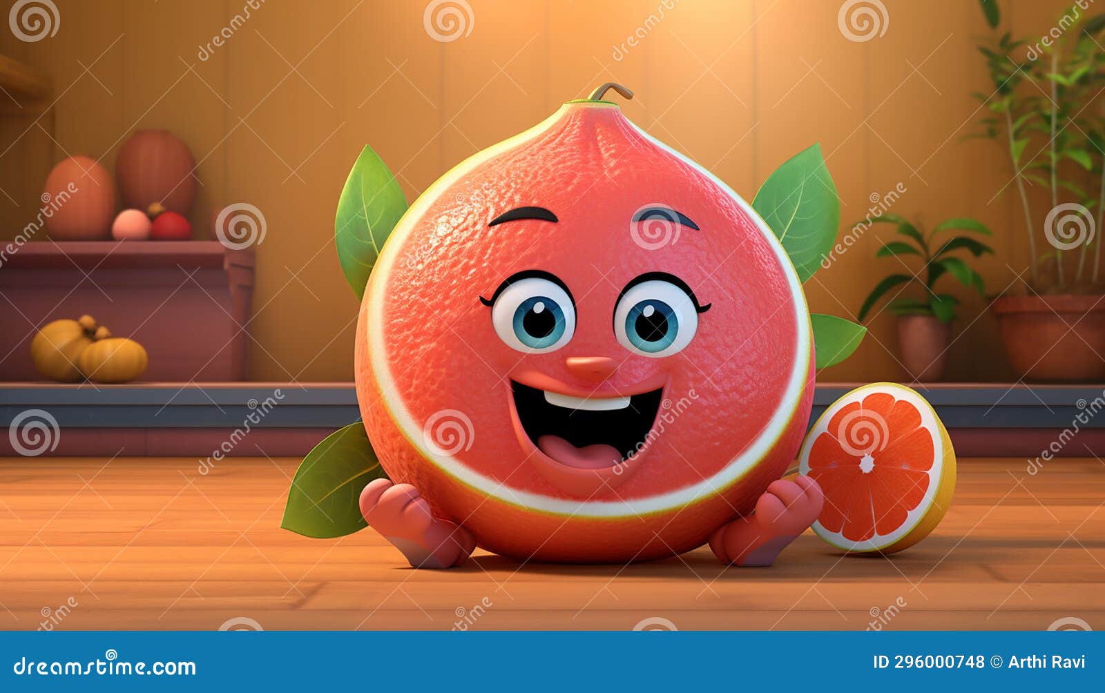 A Cute Grapefruit on Suitable Background Stock Illustration ...