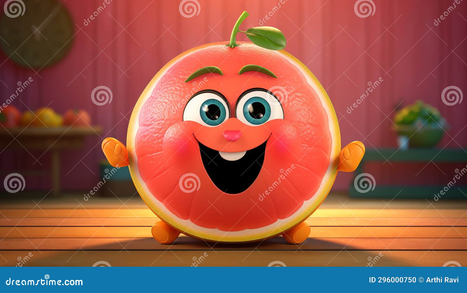 A Cute Grapefruit on Suitable Background Stock Illustration ...