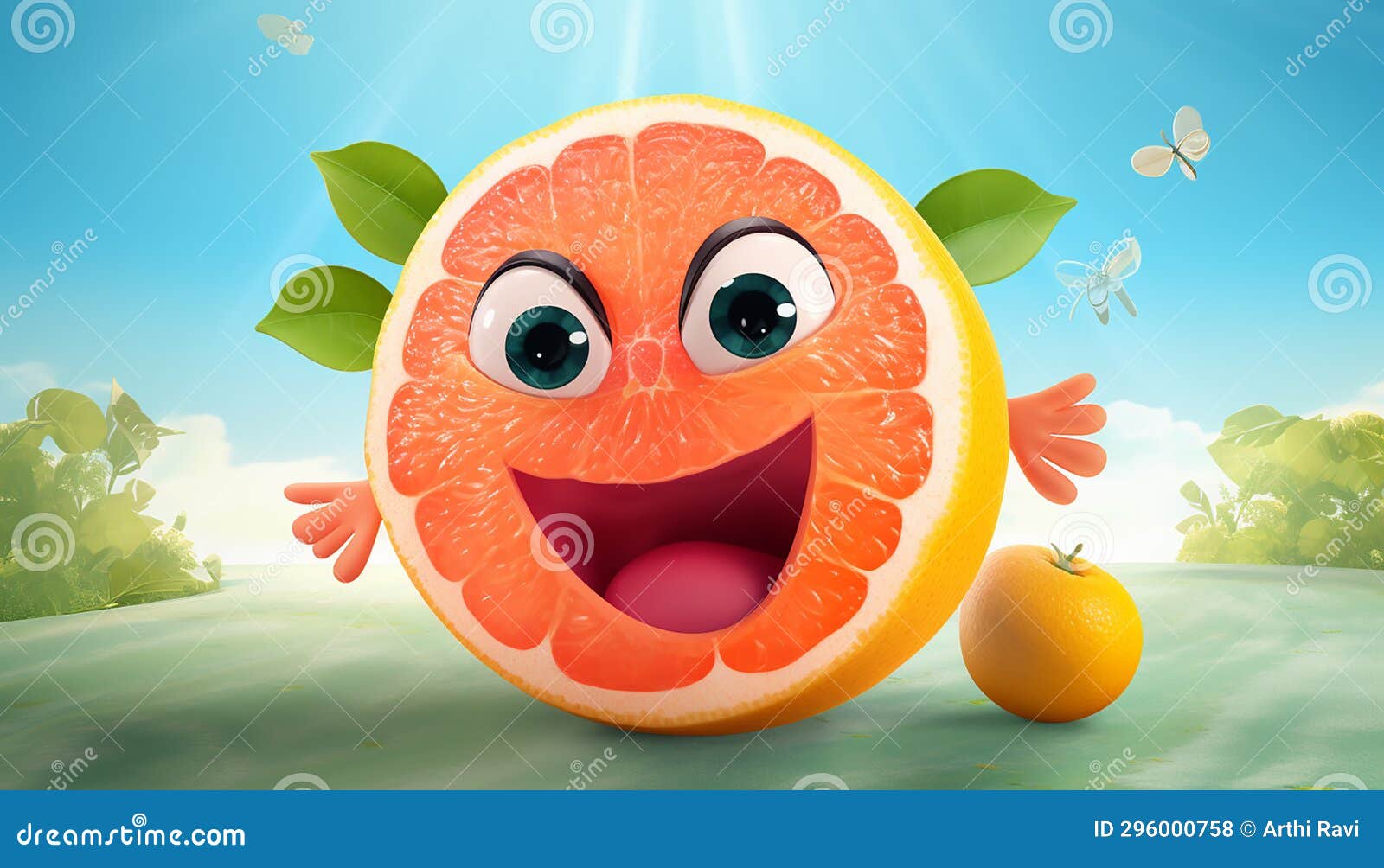 A Cute Grapefruit on Suitable Background Stock Illustration ...