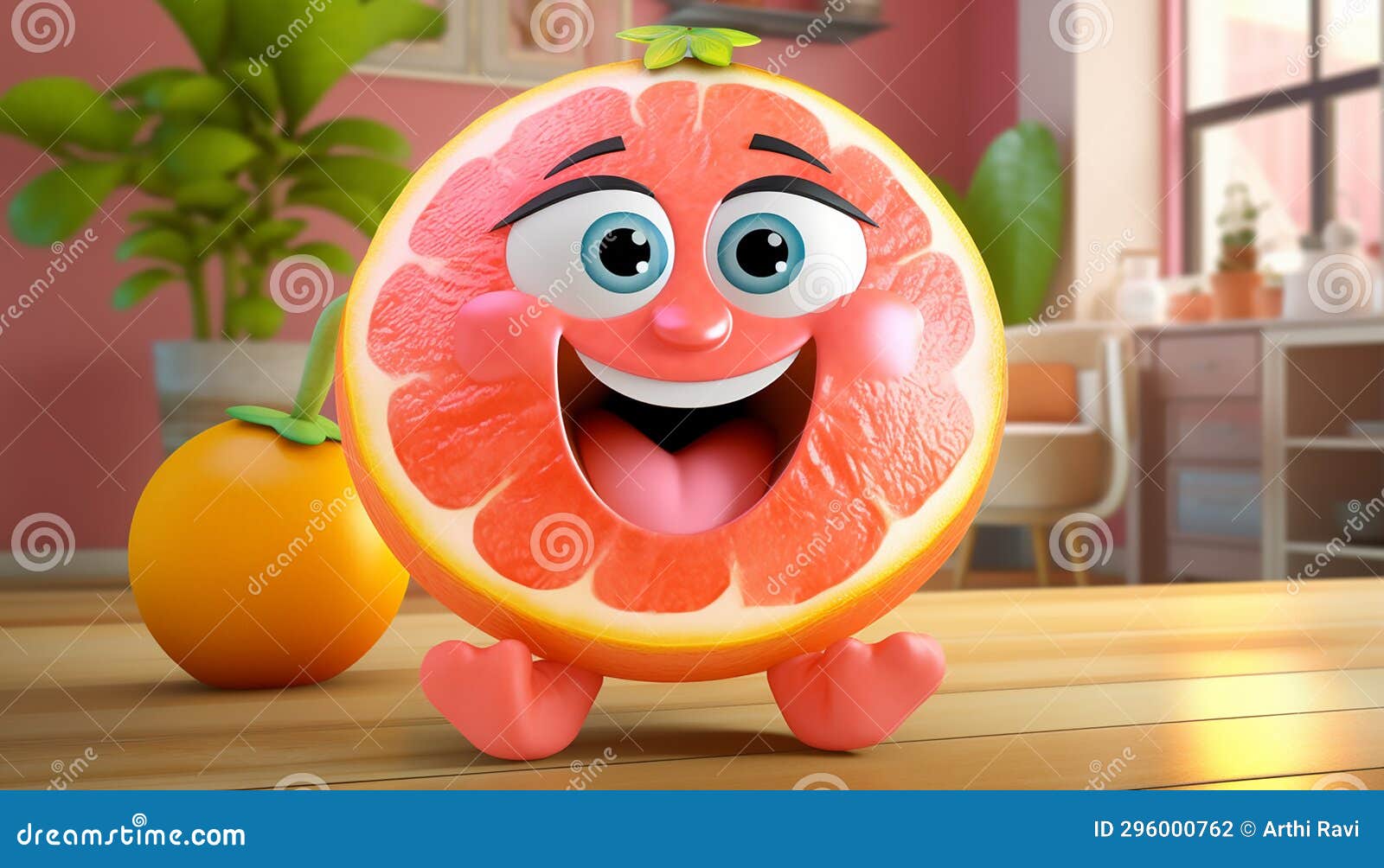 A Cute Grapefruit on Suitable Background Stock Illustration ...