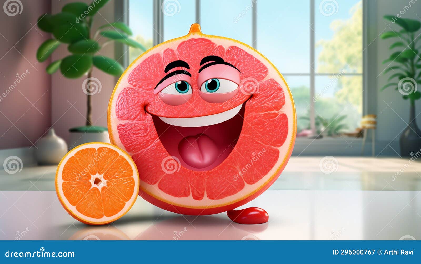 A Cute Grapefruit on Suitable Background Stock Illustration ...