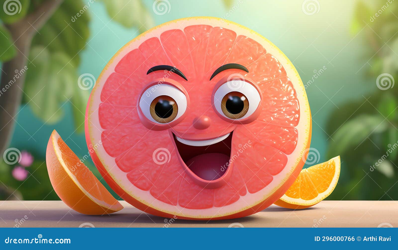 A Cute Grapefruit on Suitable Background Stock Illustration ...