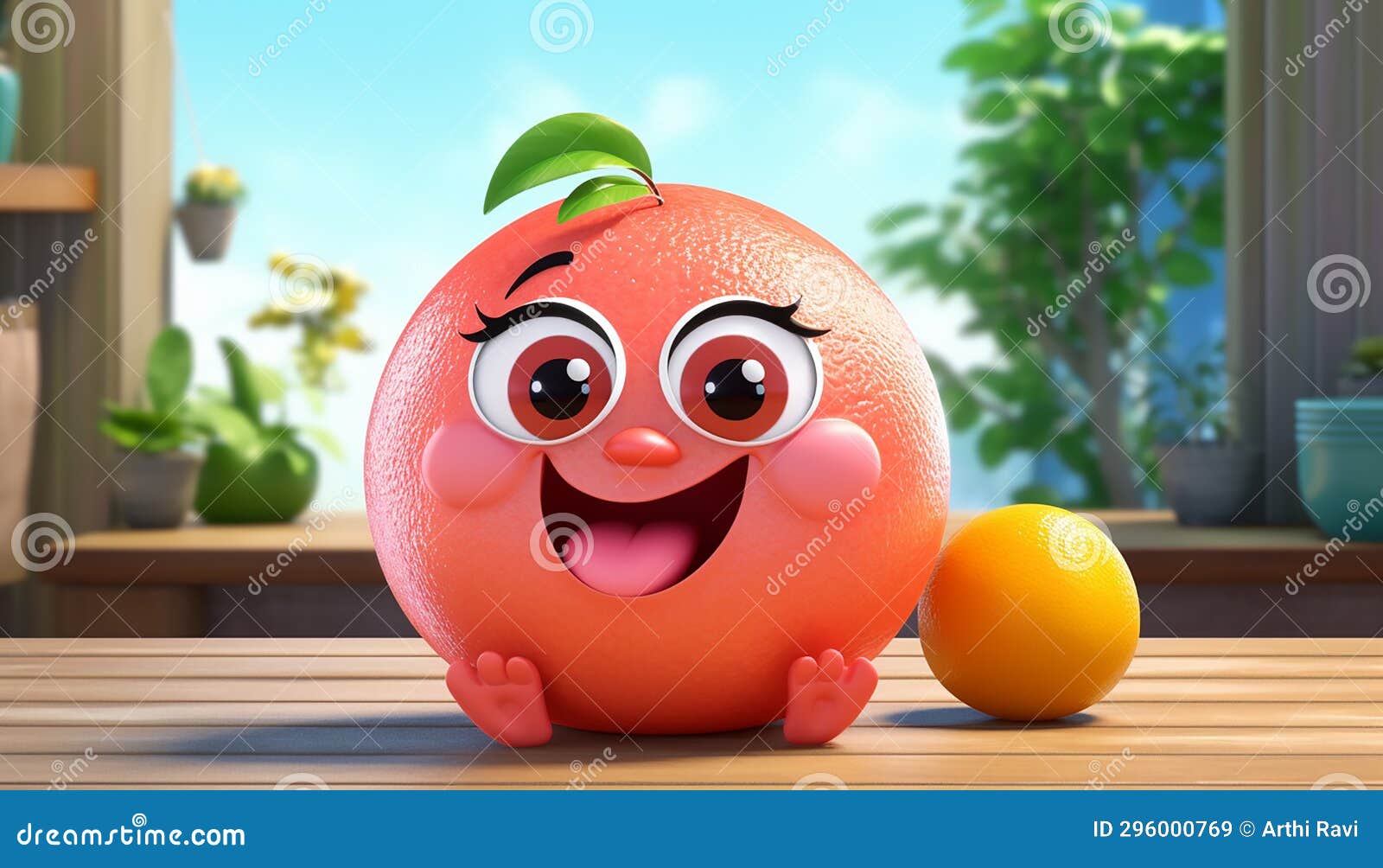 A Cute Grapefruit on Suitable Background Stock Illustration ...