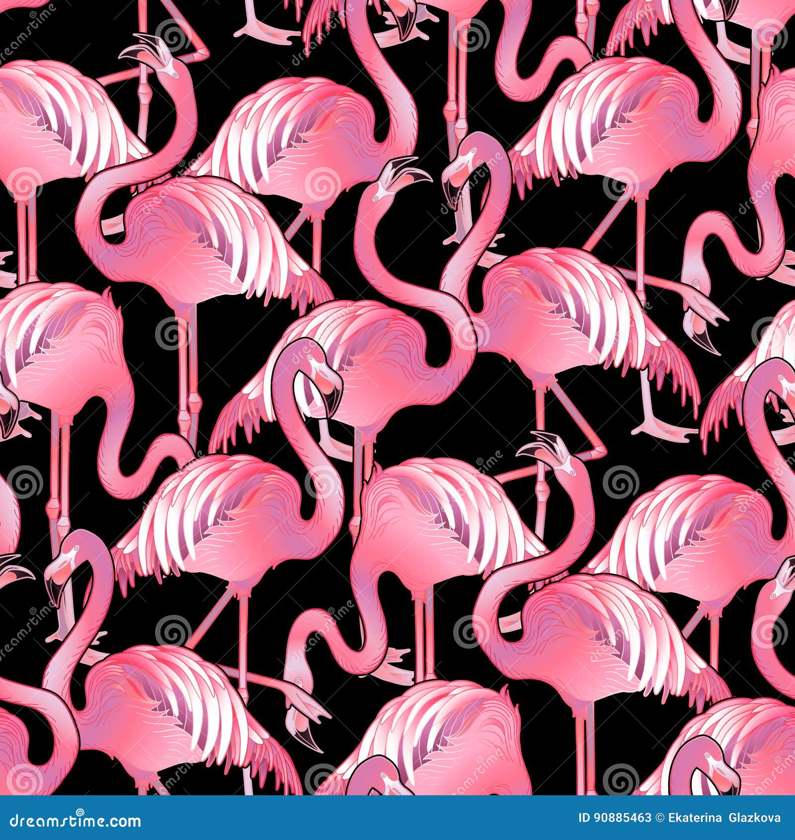 Cute Graphic Flamingo Pattern Stock Vector - Illustration of pretty ...