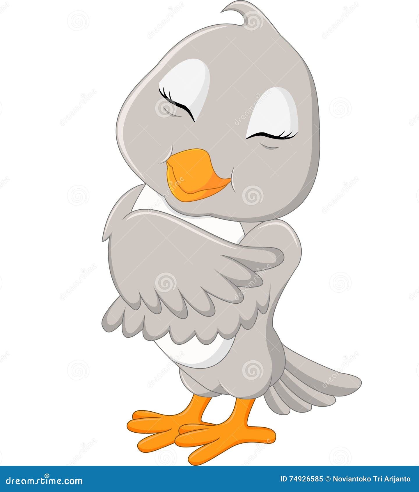 Cute gray bird cartoon stock vector. Illustration of bluebird - 74926585