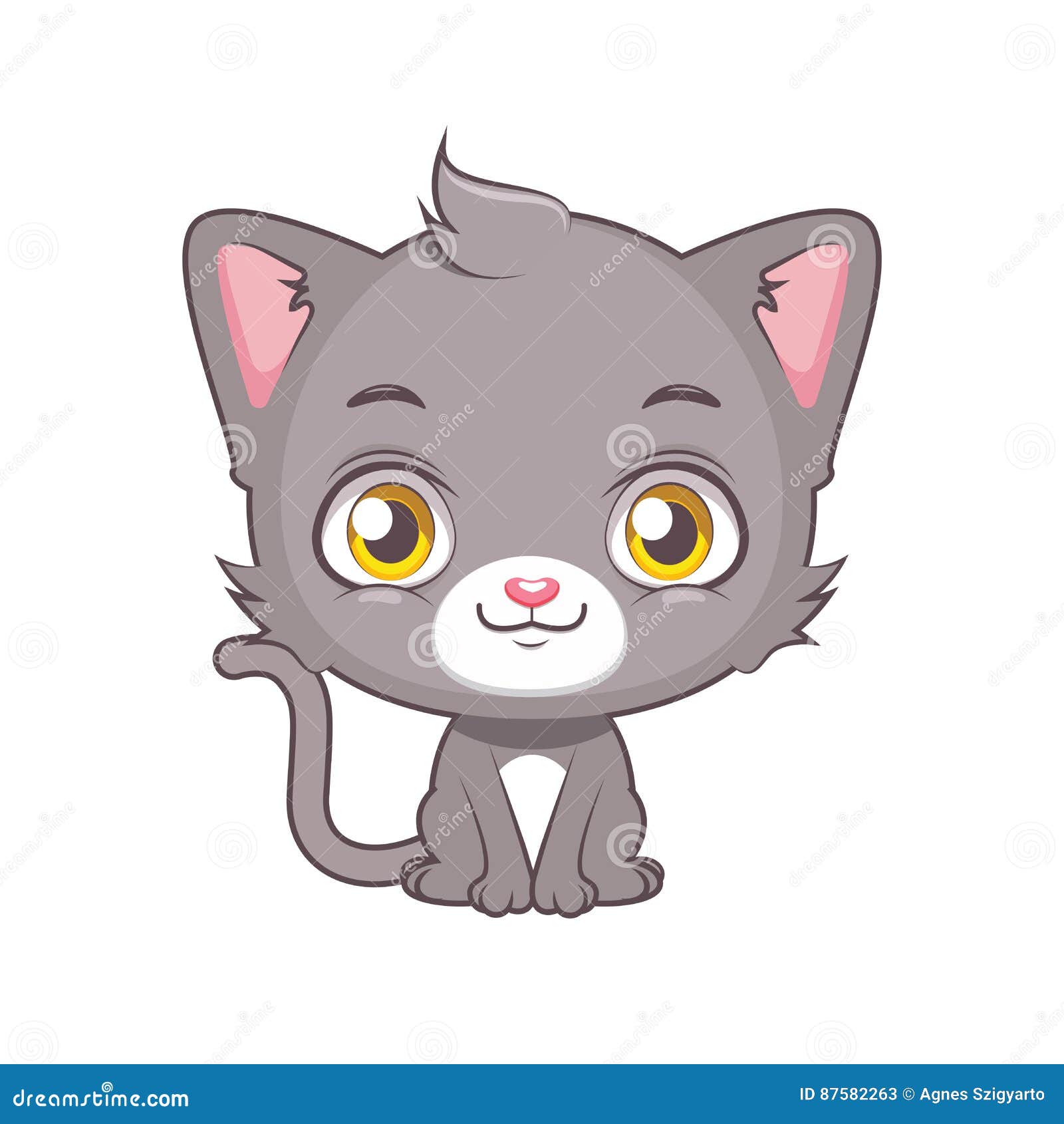 A Gray Tomcat. Angry Cat Cartoon With Electrical Fan. Cute Grumpy Cat ...