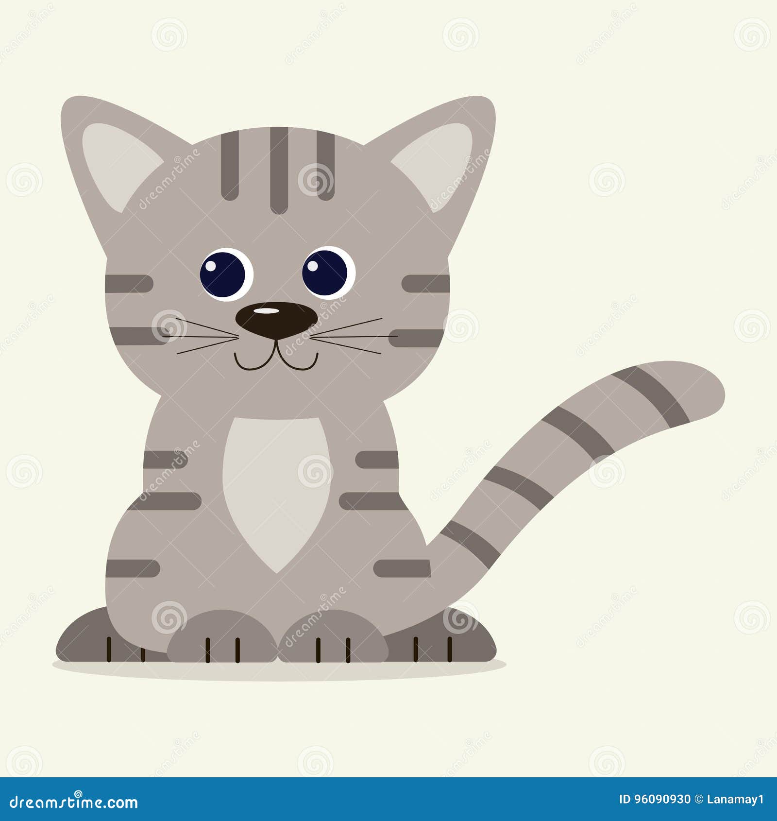 A Gray Tomcat. Angry Cat Cartoon With Electrical Fan. Cute Grumpy Cat ...